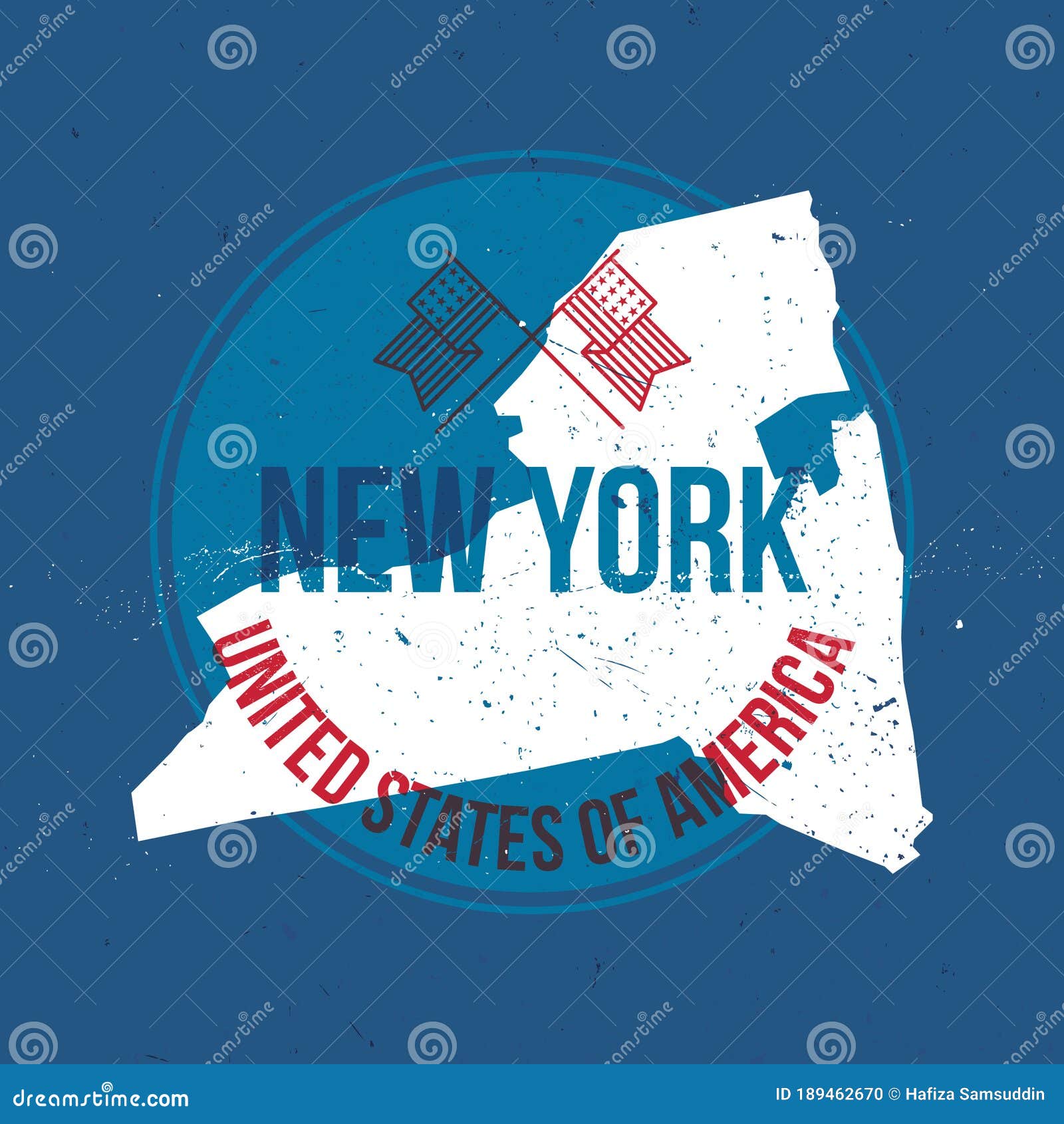 Map of New York State Label. Vector Illustration Decorative Design ...