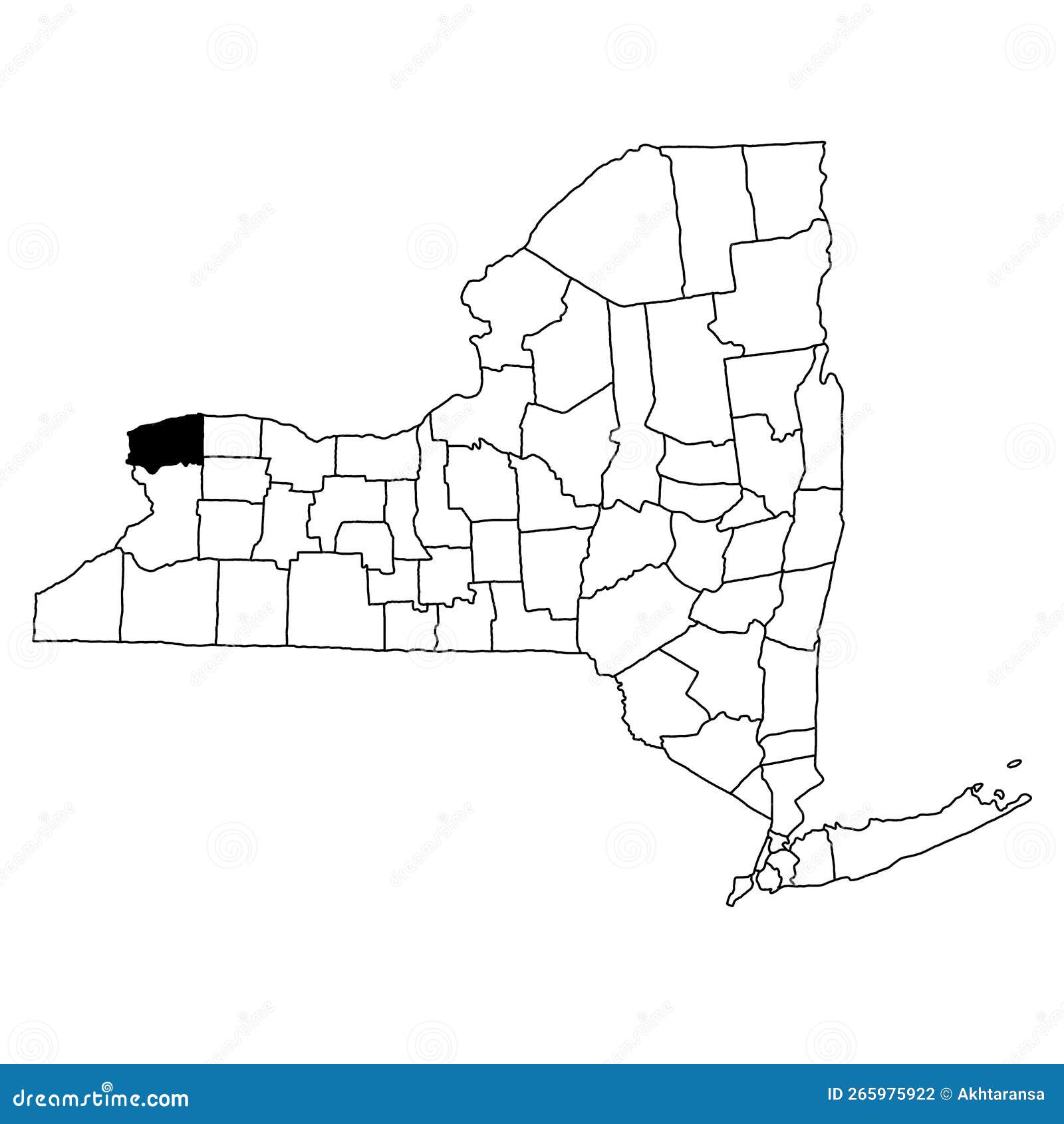 Map of Niagara County in New York State on White Background. Single ...