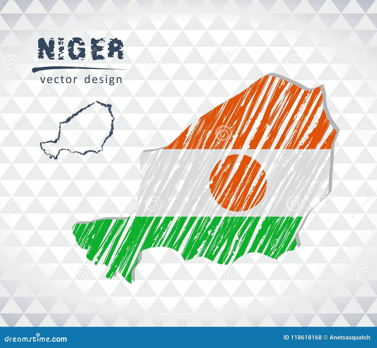 Niger Drawn On Gray Map Cartoon Vector | CartoonDealer.com #85602283
