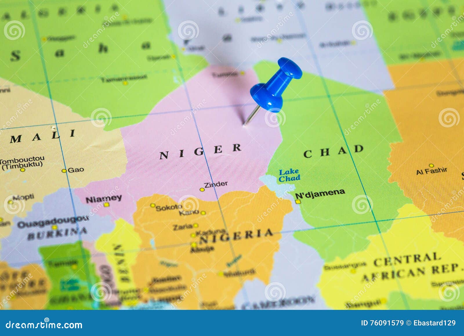 Map of Niger with a Pushpin Stuck Stock Image - Image of nation ...