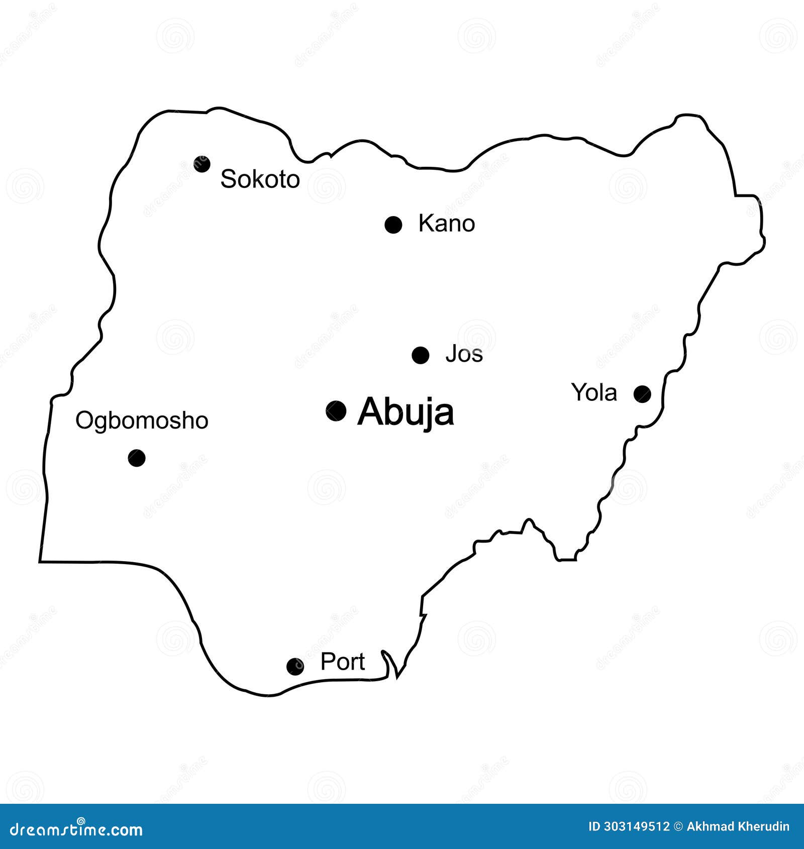 Map of Nigeria ikon stock vector. Illustration of nation - 303149512