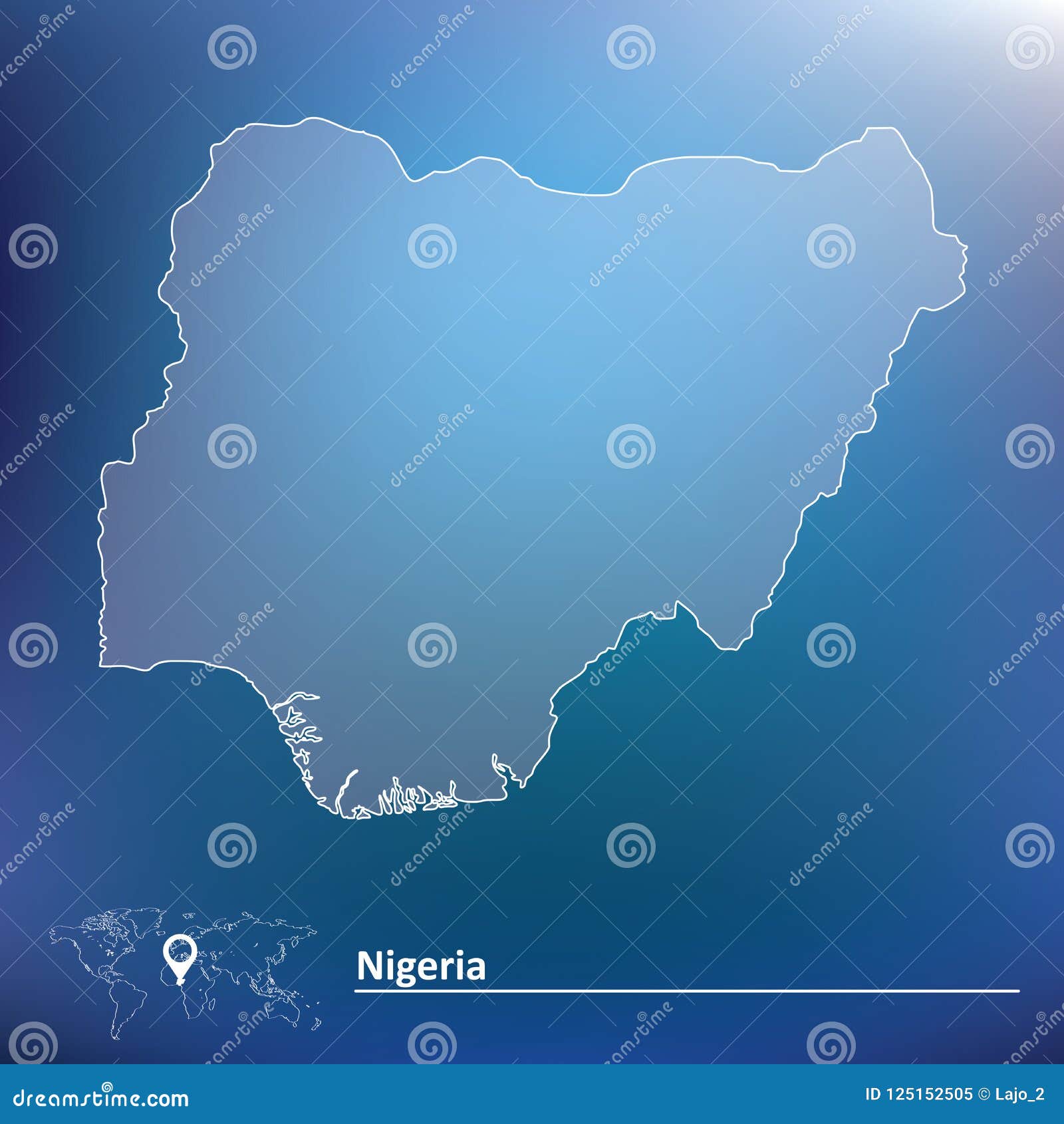 Map of Nigeria stock vector. Illustration of african - 125152505