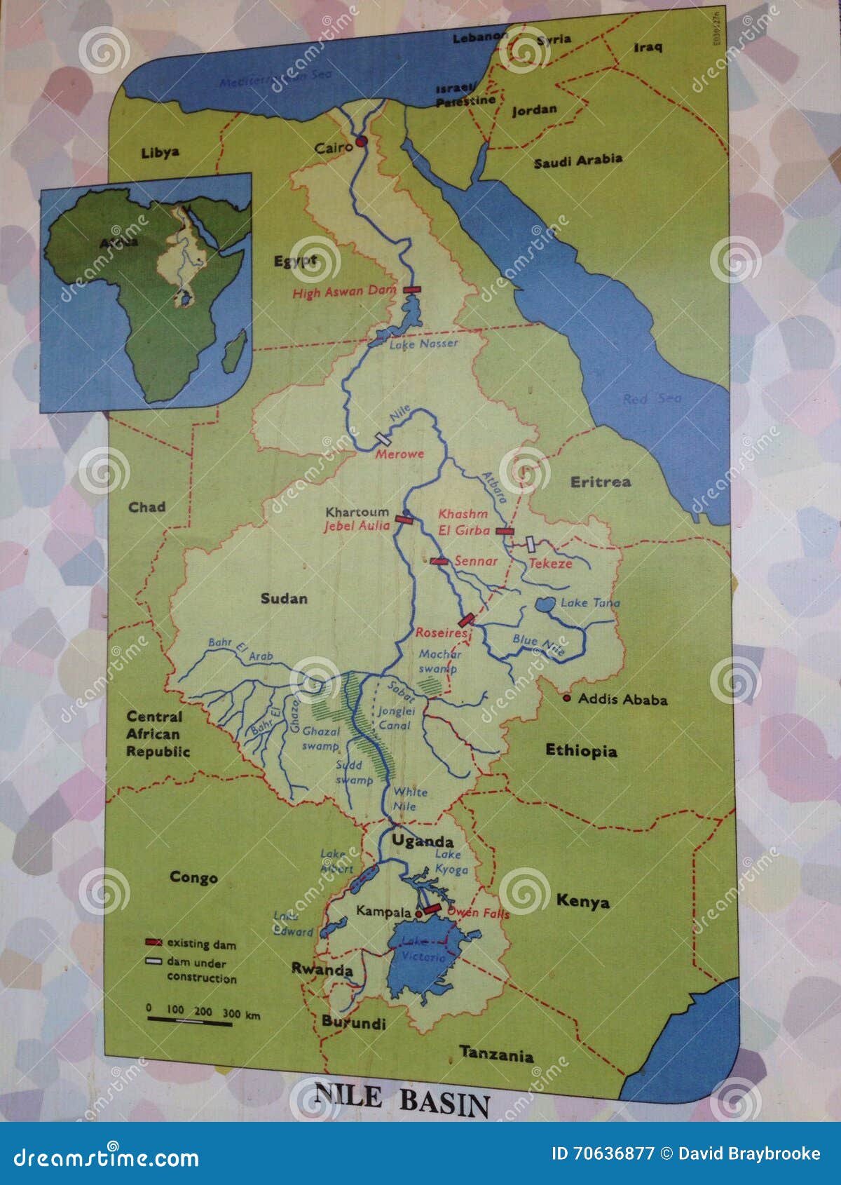 Map of the Nile Basin editorial photography. Image of basin - 70636877