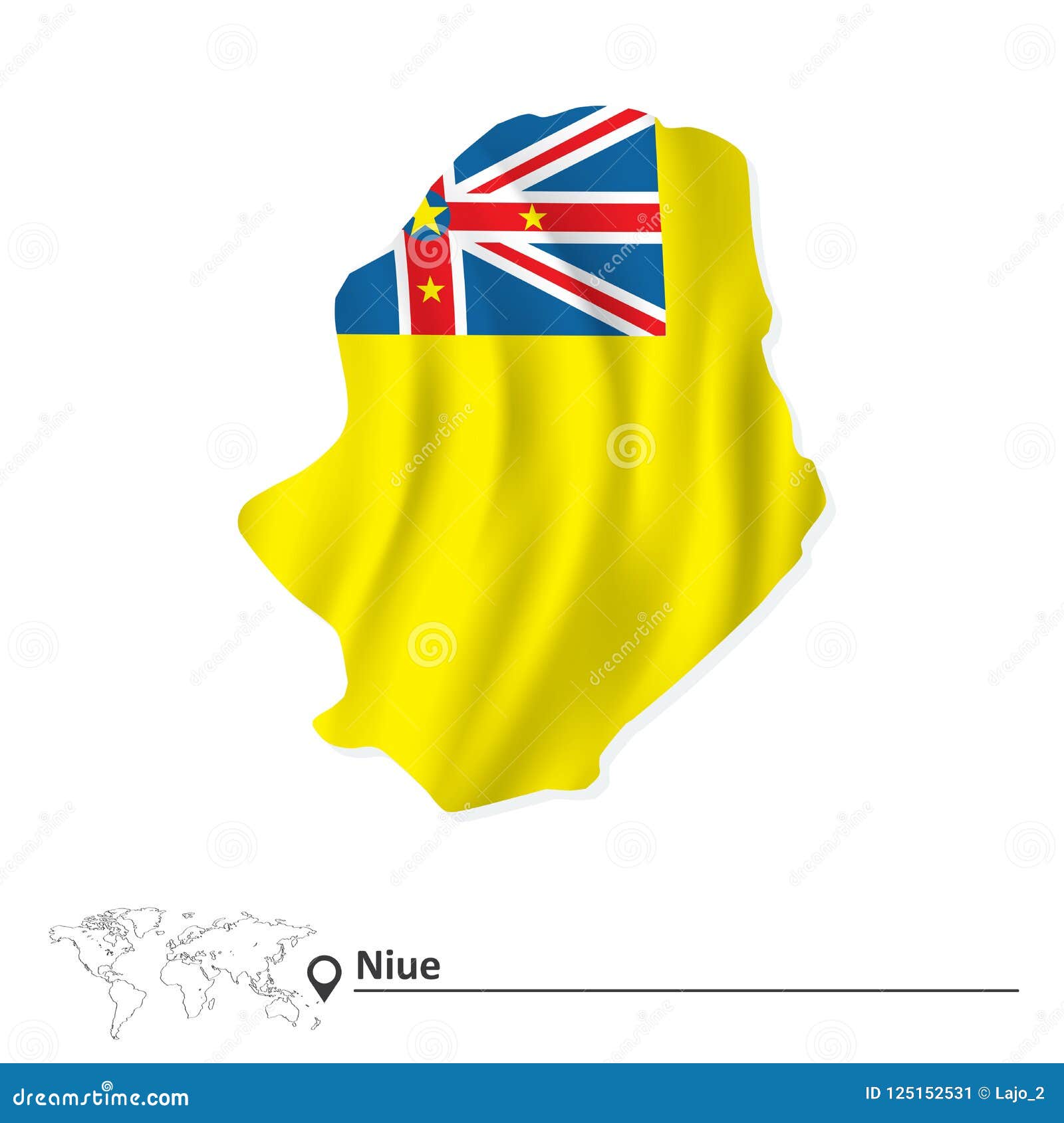 Map of Niue with flag stock vector. Illustration of geography - 125152531