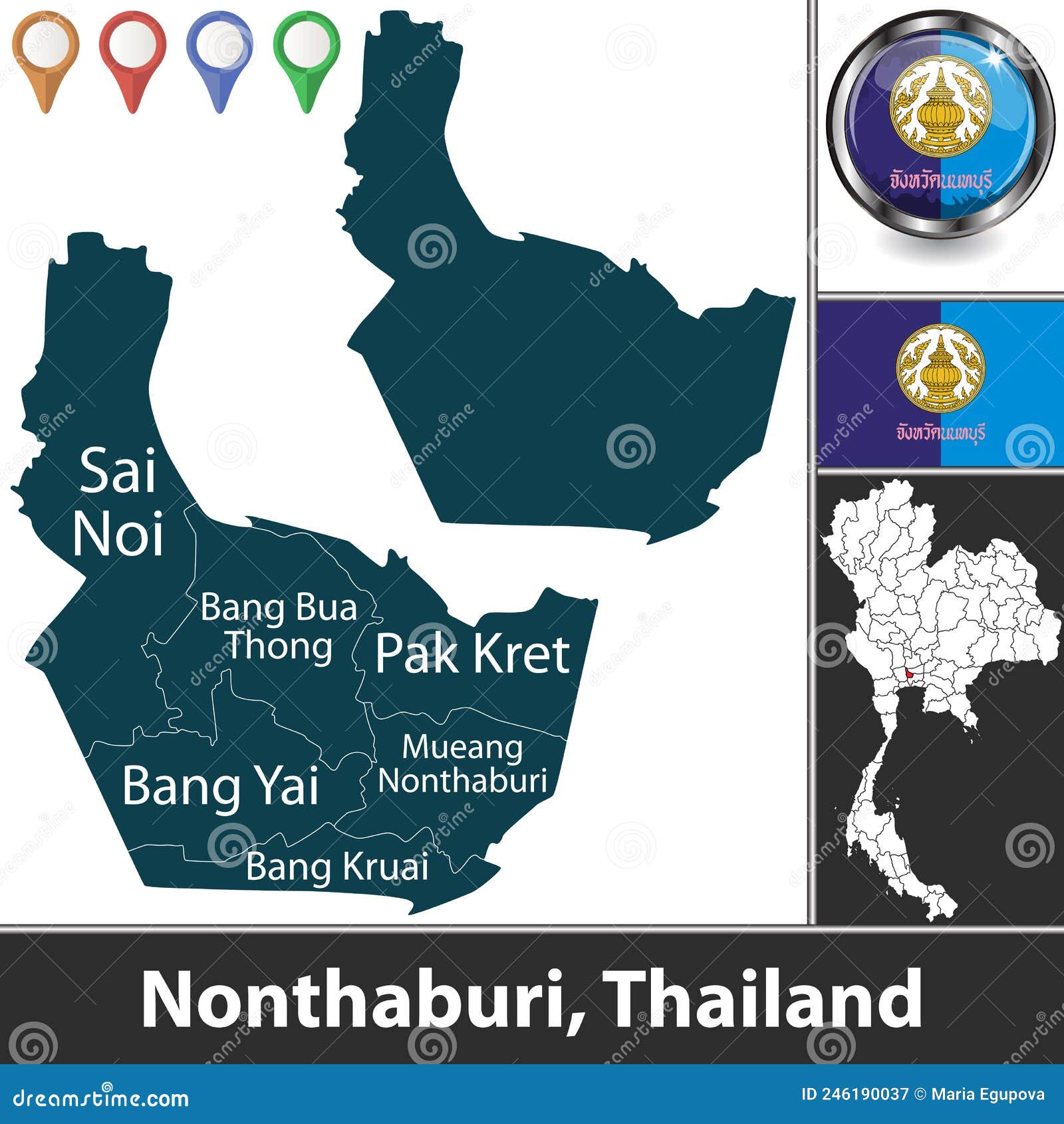 Map Of Nonthaburi Vector Design Template, National Borders And ...