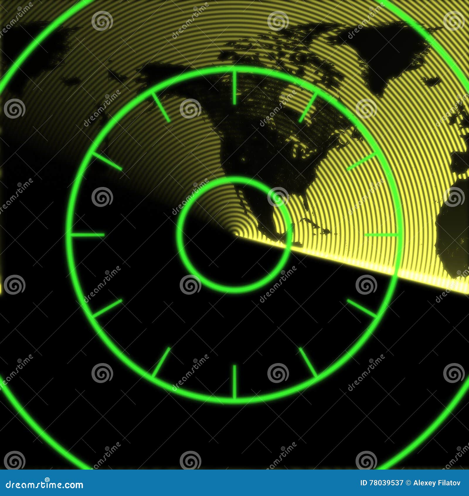 Map of North America on the Radar Stock Illustration - Illustration of ...