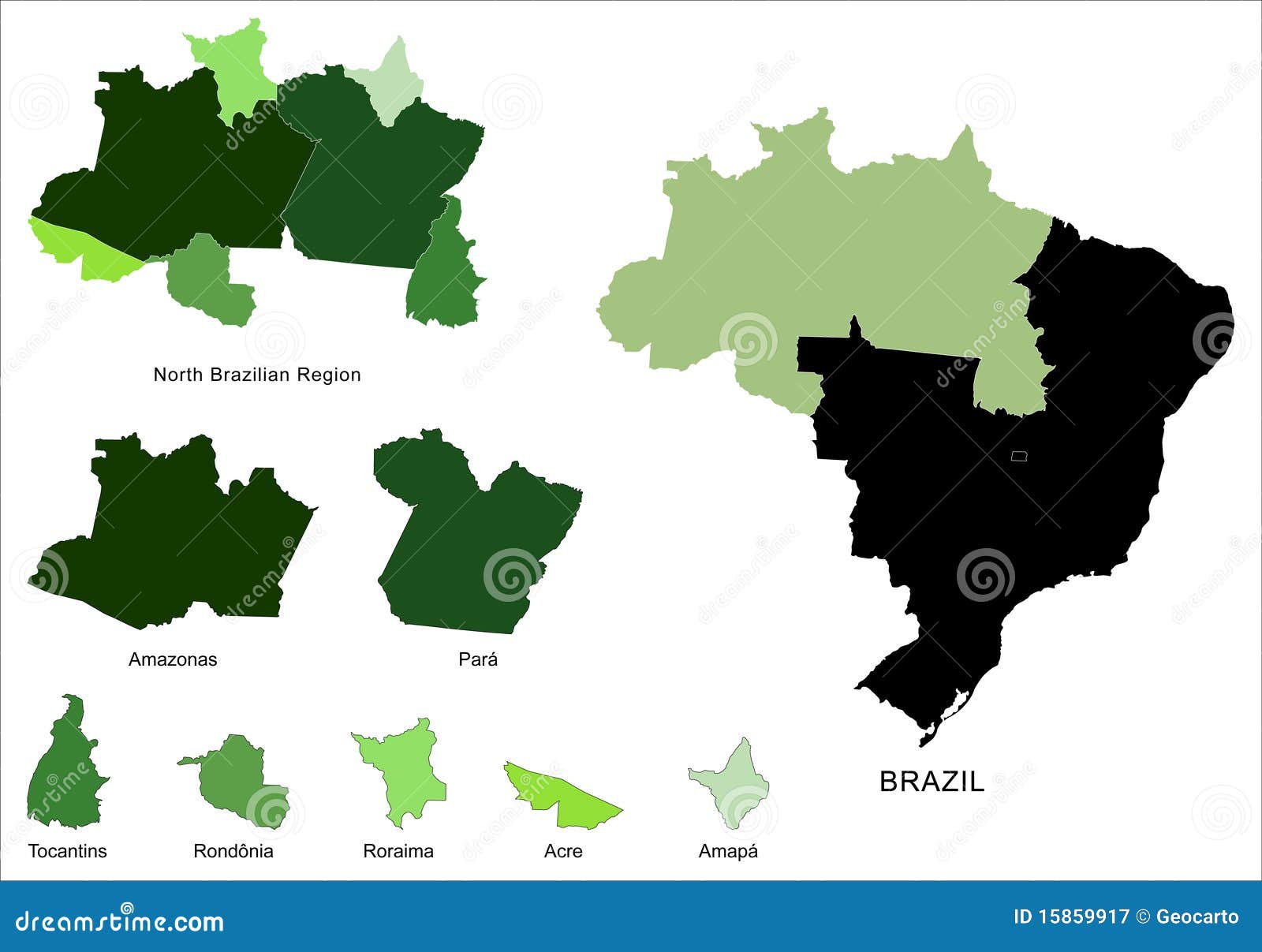 Map of North Brazilian Region Stock Vector - Illustration of roraima ...