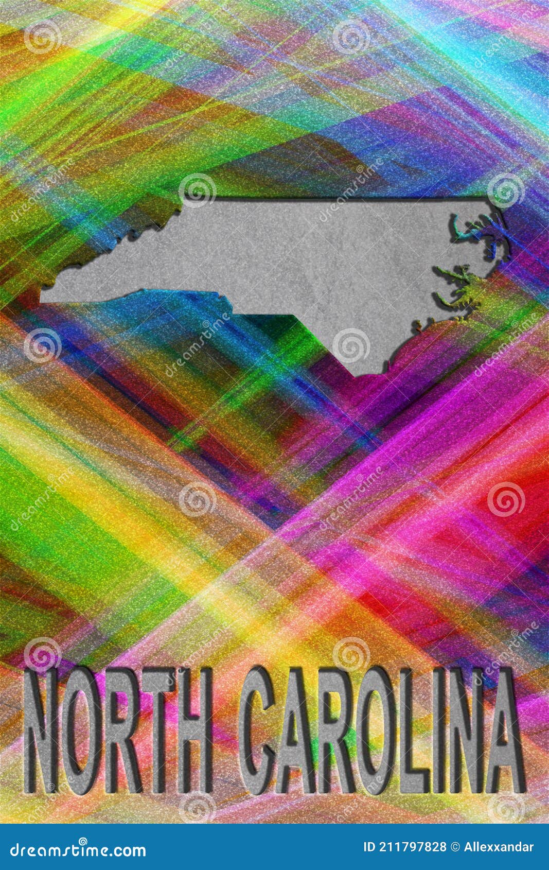 Map of North Carolina, Colorful Background Stock Illustration ...