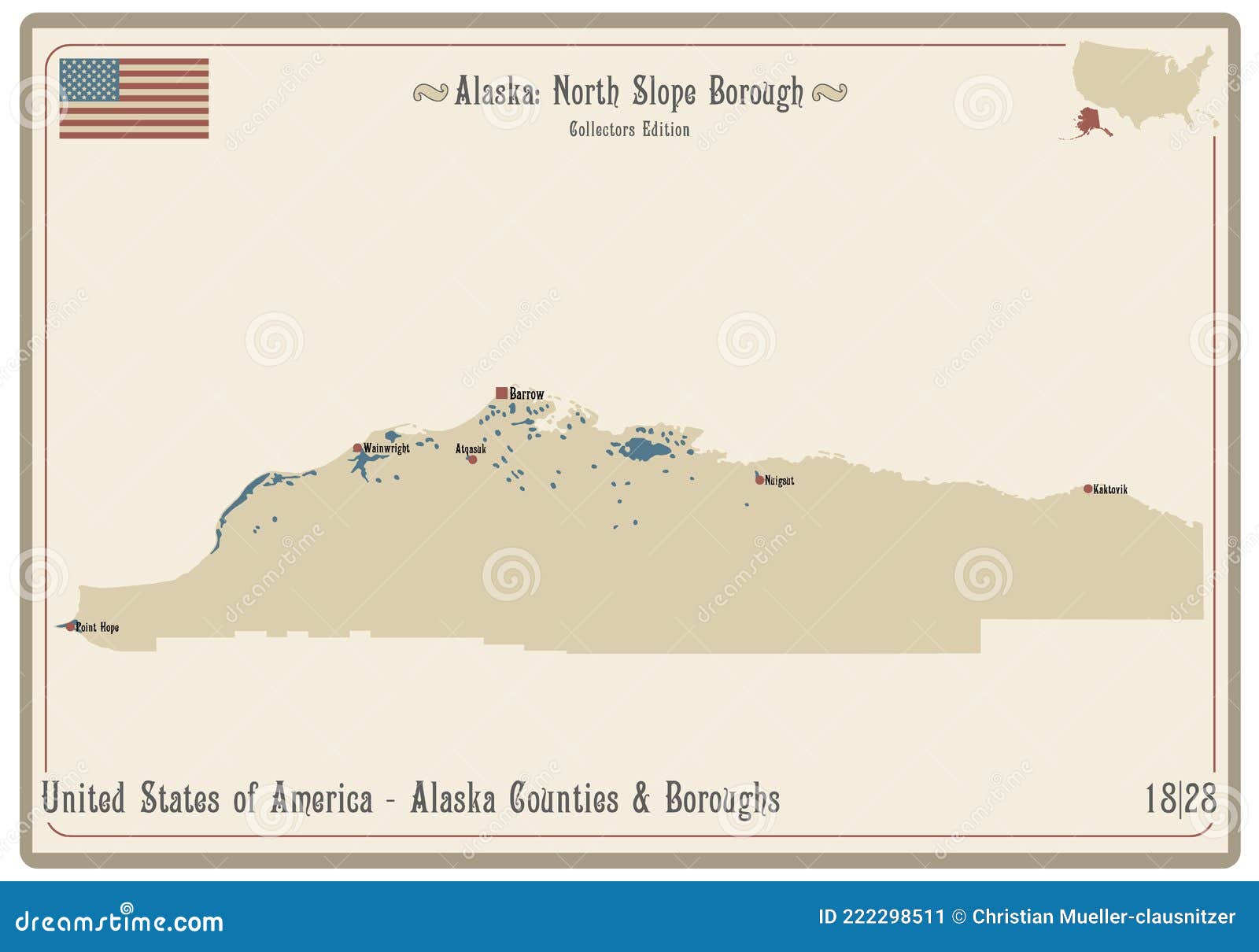 Map of North Slope Borough in Alaska Stock Vector - Illustration of ...