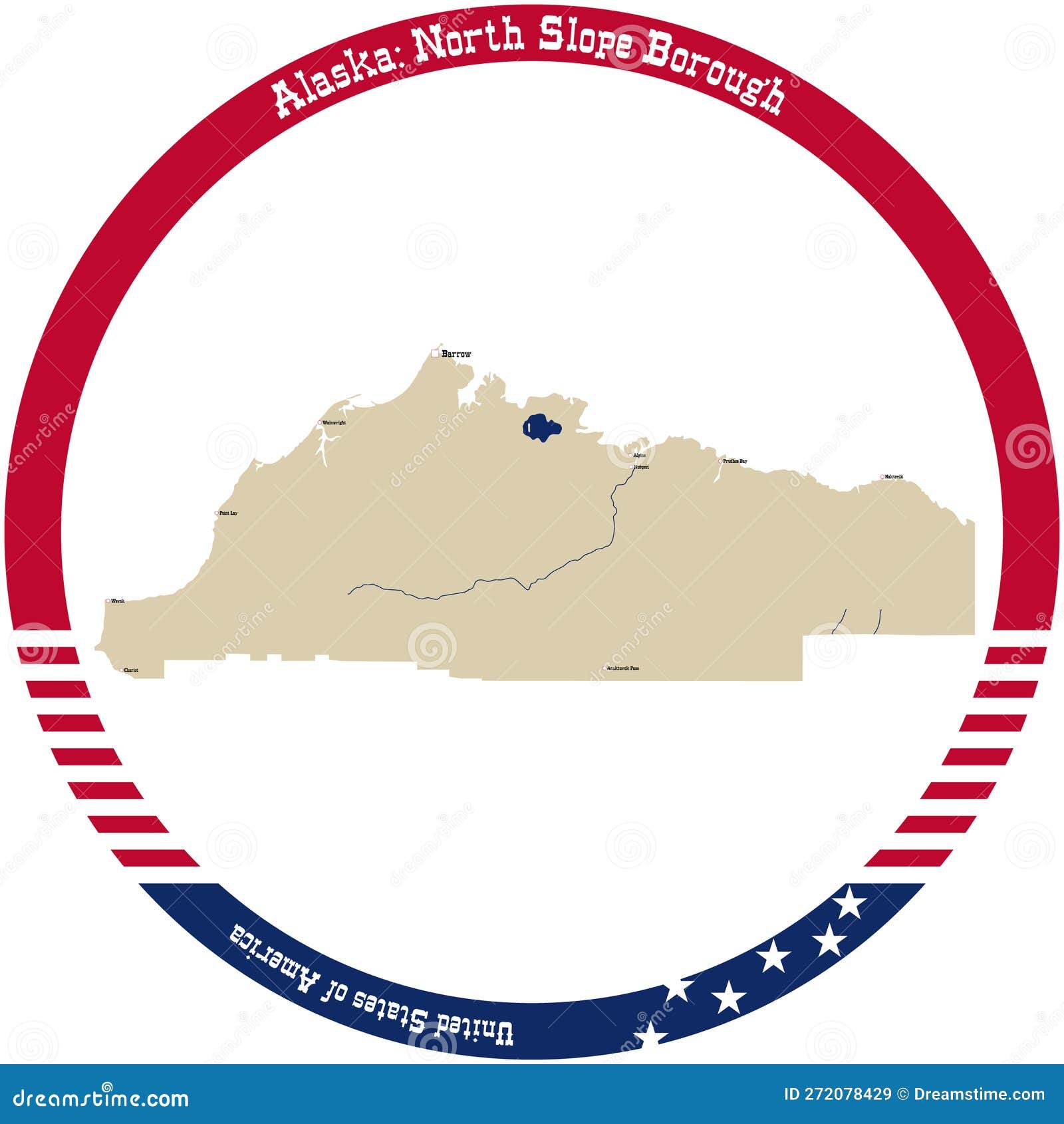Map of North Slope Borough in Alaska, USA. Stock Illustration ...