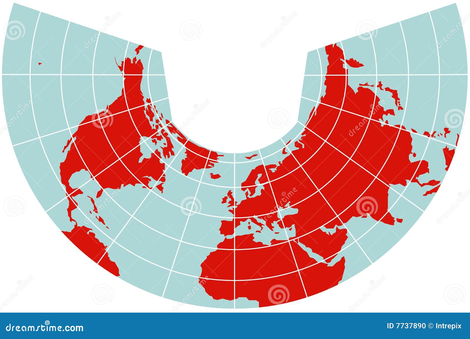 Map of Northern Hemisphere - Albers Projection Stock Vector ...