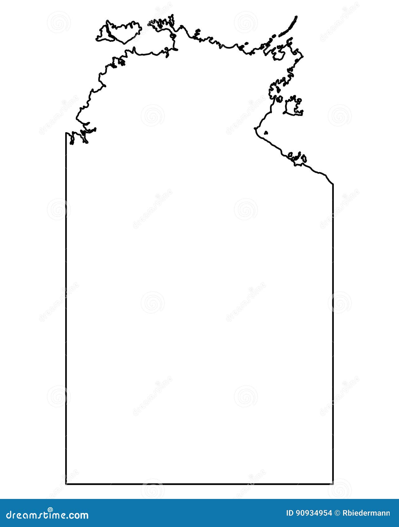 Map of Northern Territory stock vector. Illustration of contour - 90934954