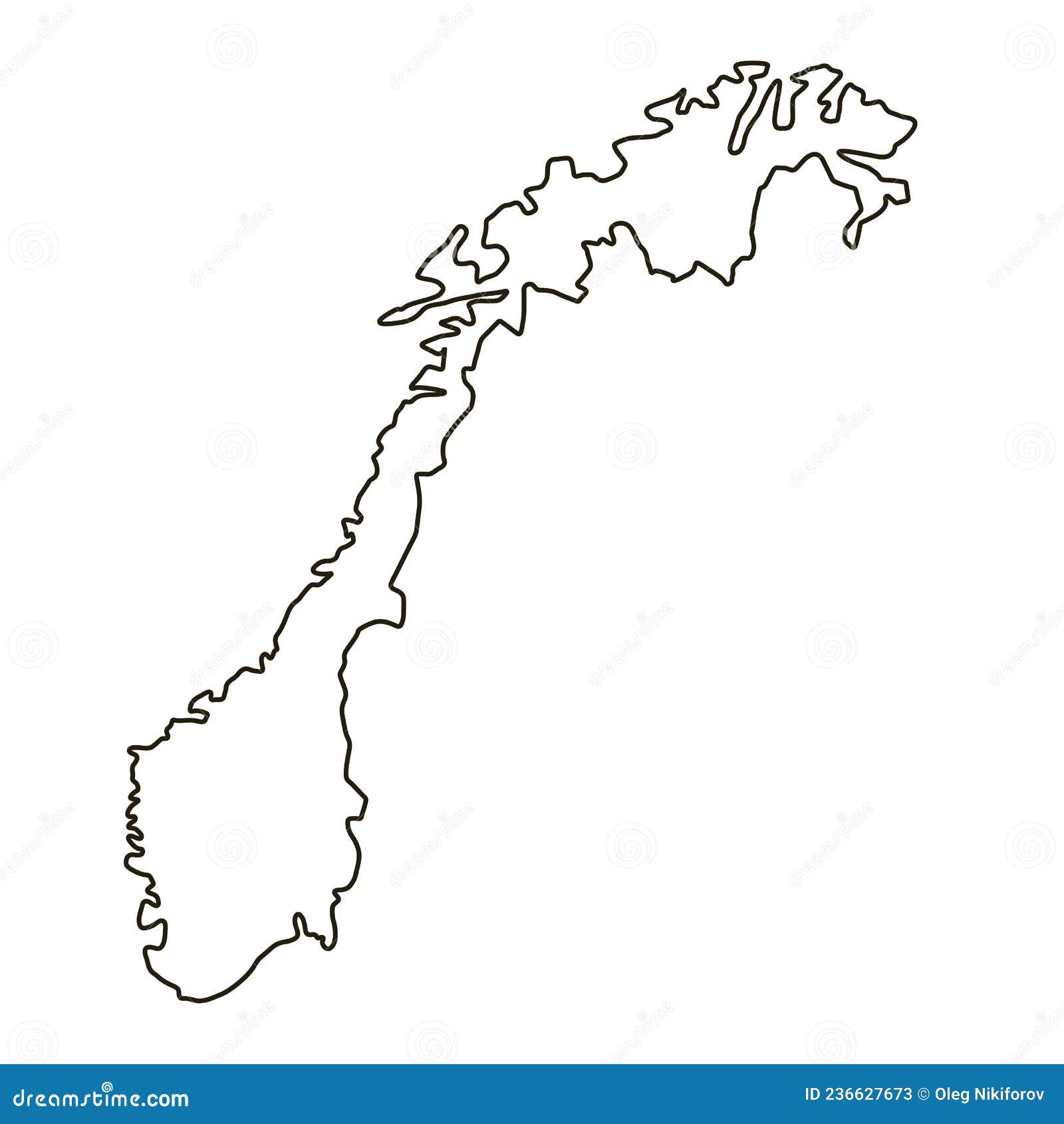 Norway Outline Map With The Handwritten Country Name. Continuous Line ...