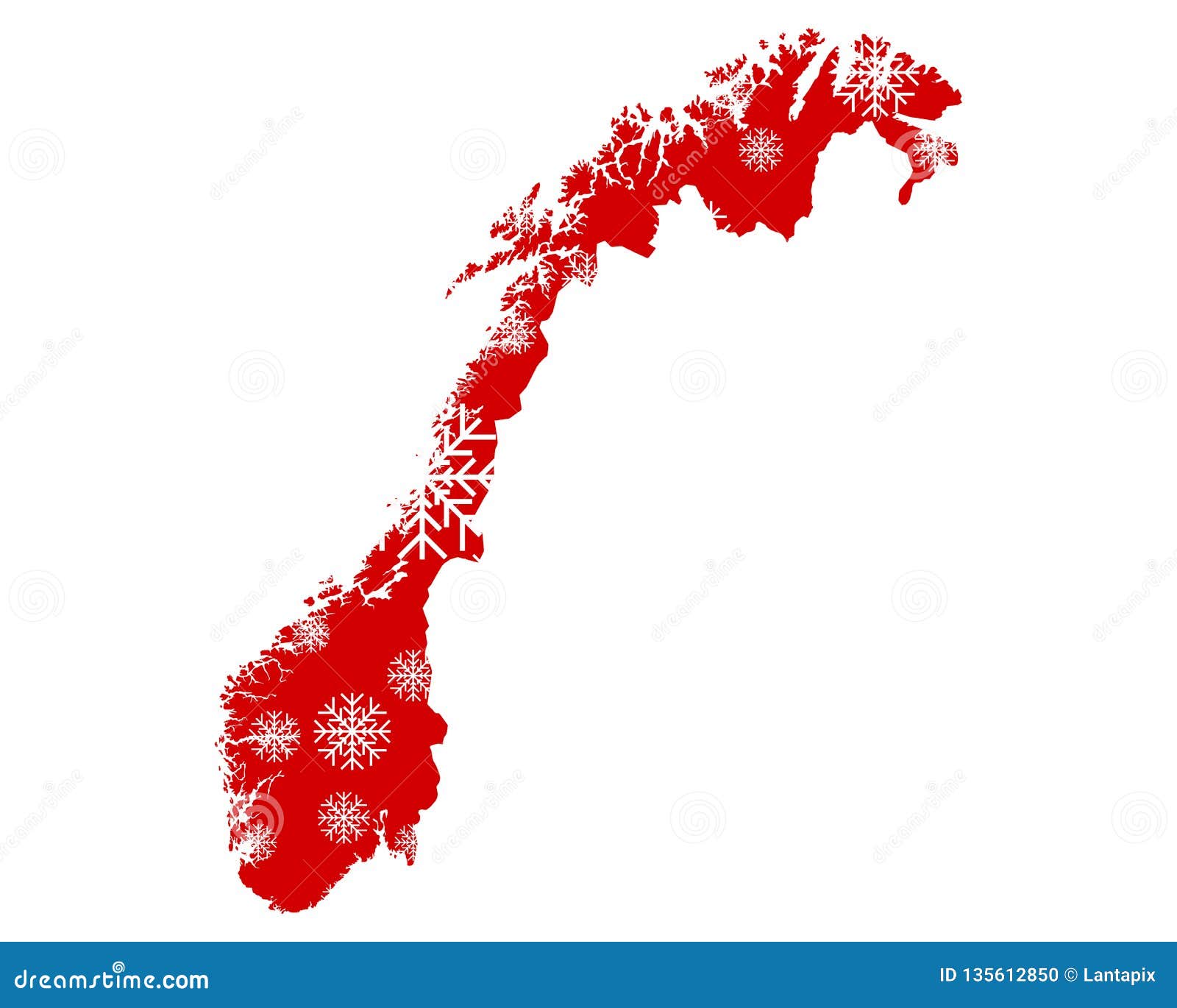 Map of Norway with Snowflakes Stock Vector - Illustration of xmas ...