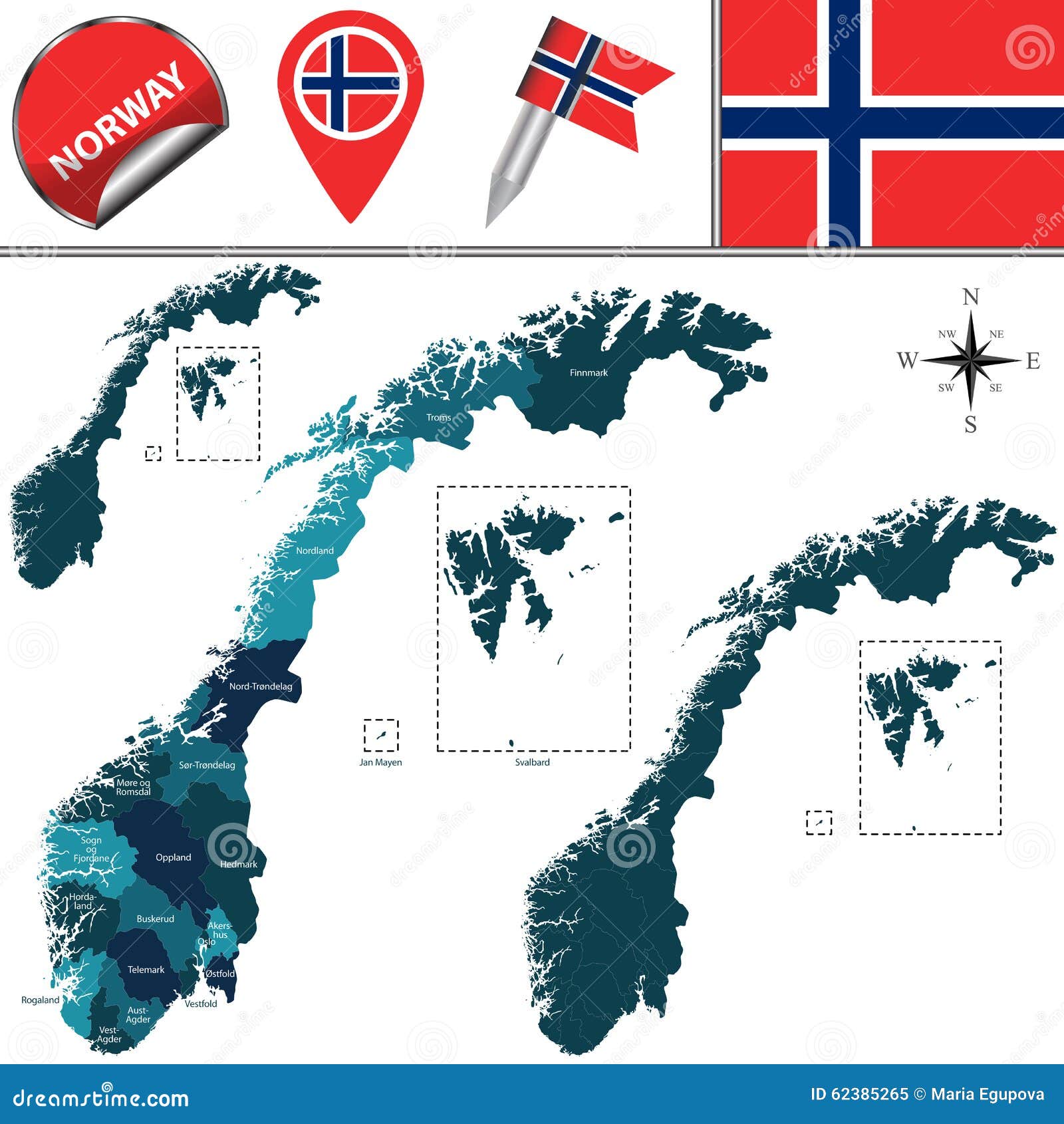 Map of Norway stock vector. Illustration of regions, divisions - 62385265