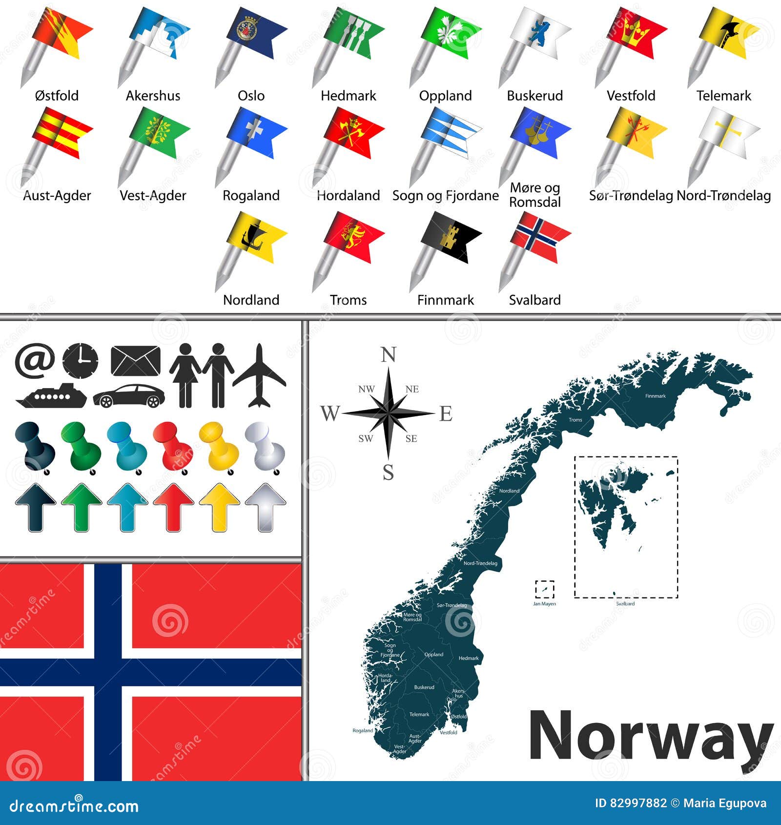 Map of Norway stock vector. Illustration of hordaland - 82997882