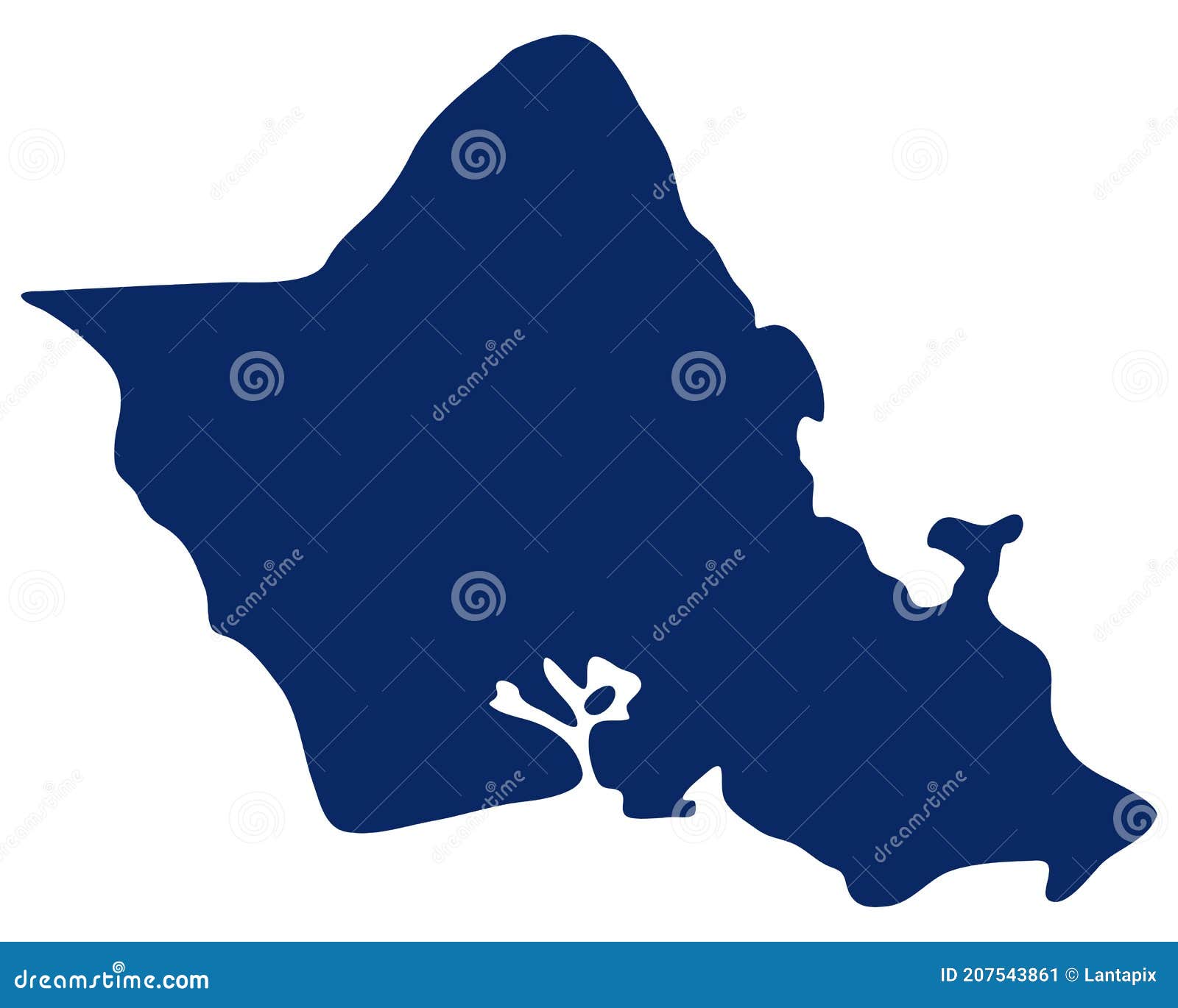 Map of Oahu in blue colour stock vector. Illustration of icon - 207543861