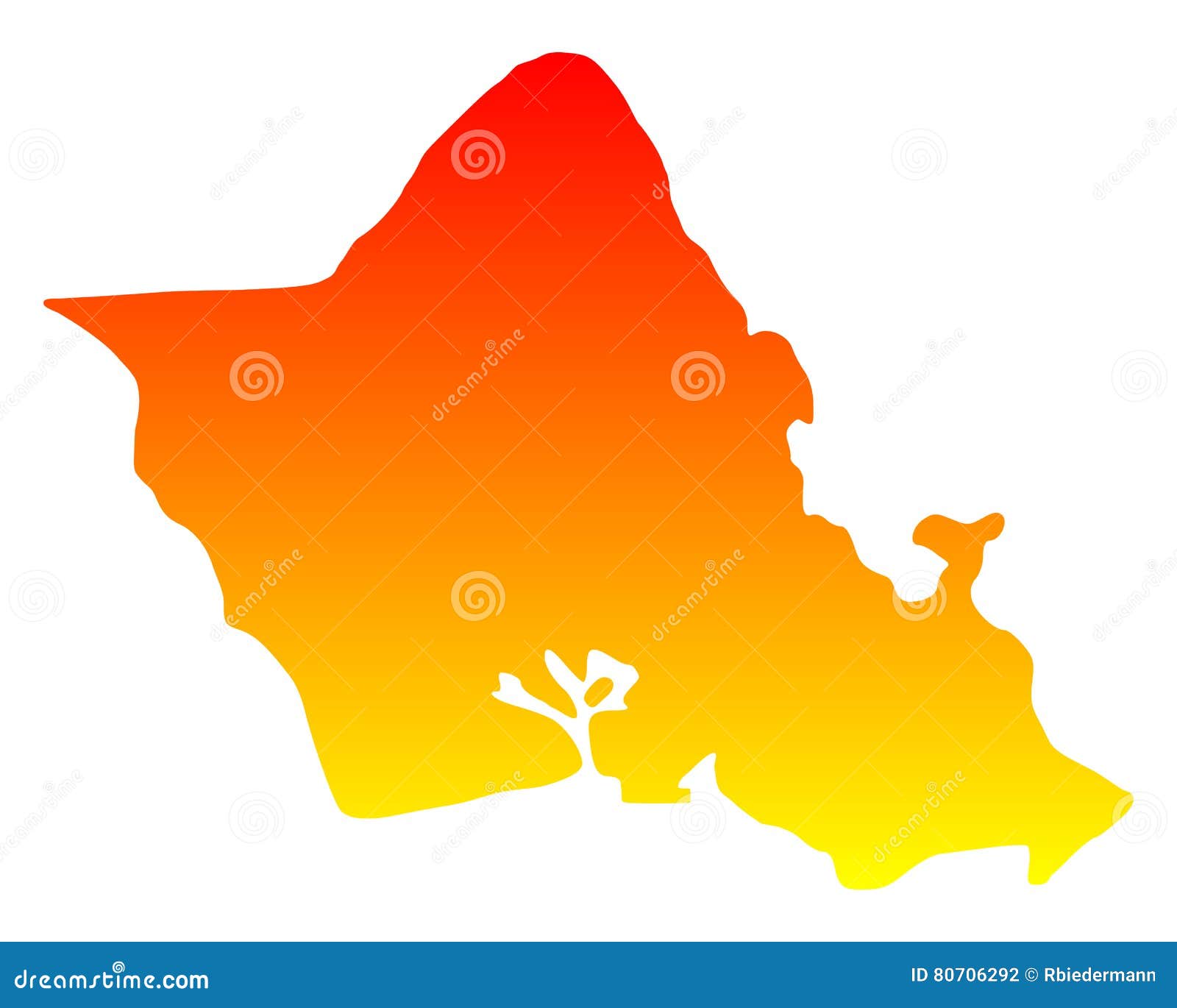 Map of Oahu stock vector. Illustration of oahu, orange - 80706292