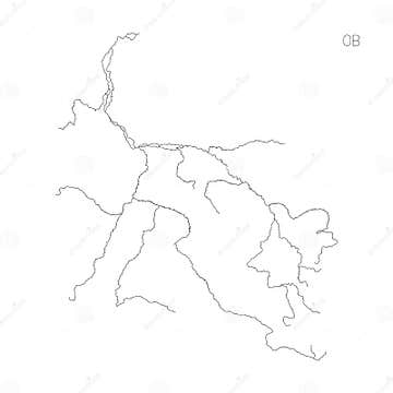 Map of Ob River Drainage Basin. Simple Thin Outline Vector Illustration ...