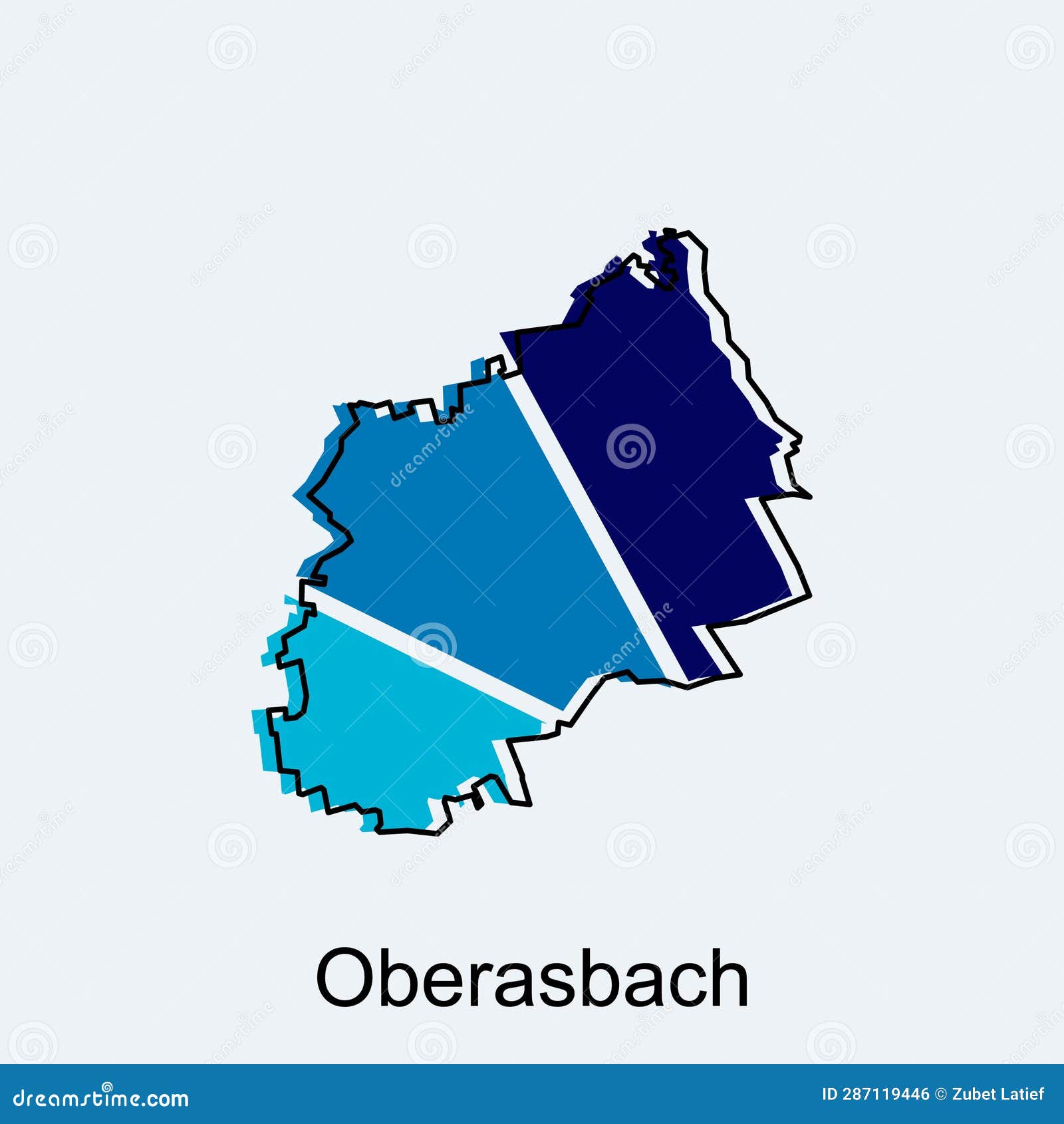 Map of Oberasbach Vector Design Template, National Borders and ...