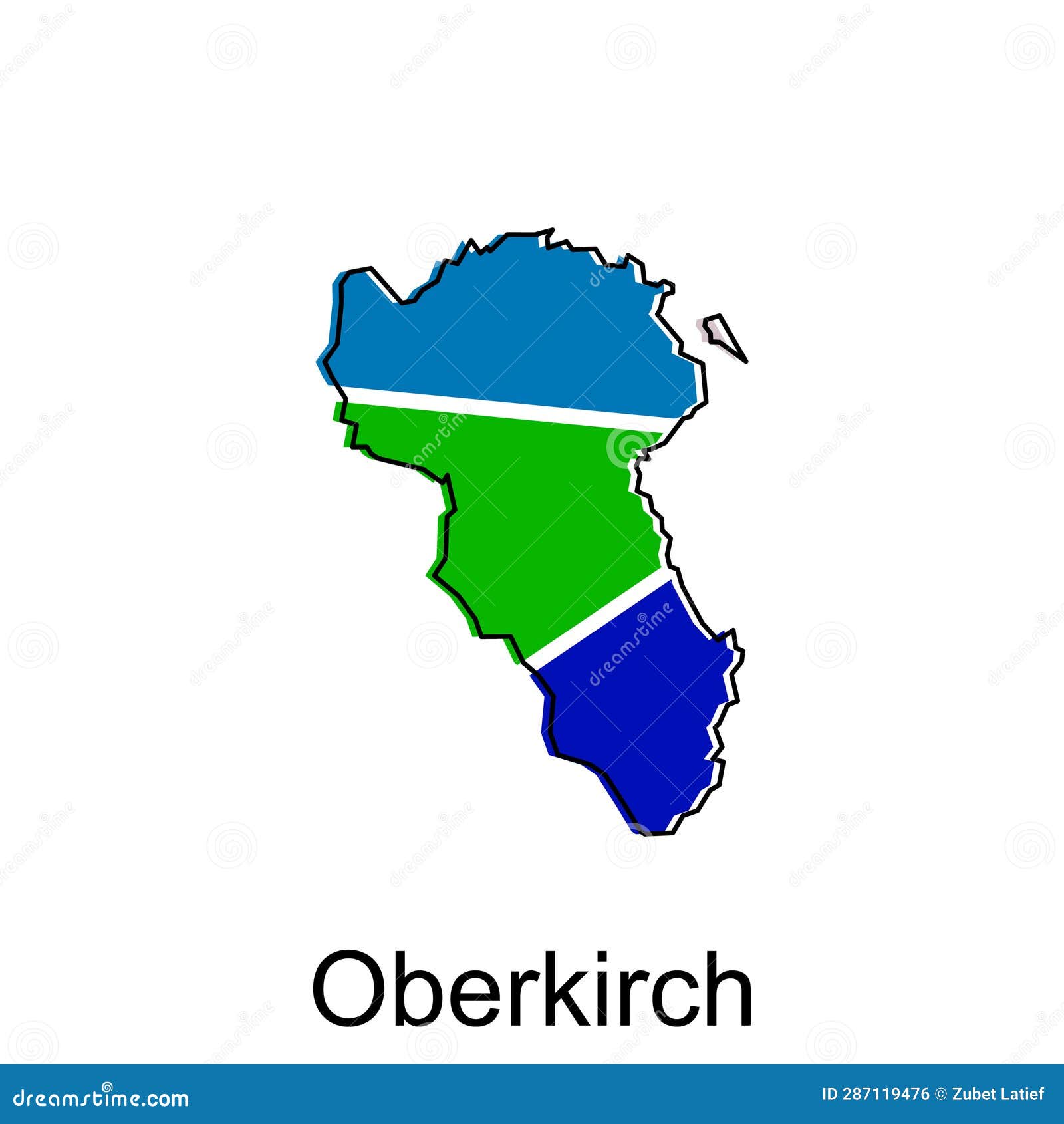 Map of Oberkirch Vector Design Template, National Borders and Important ...