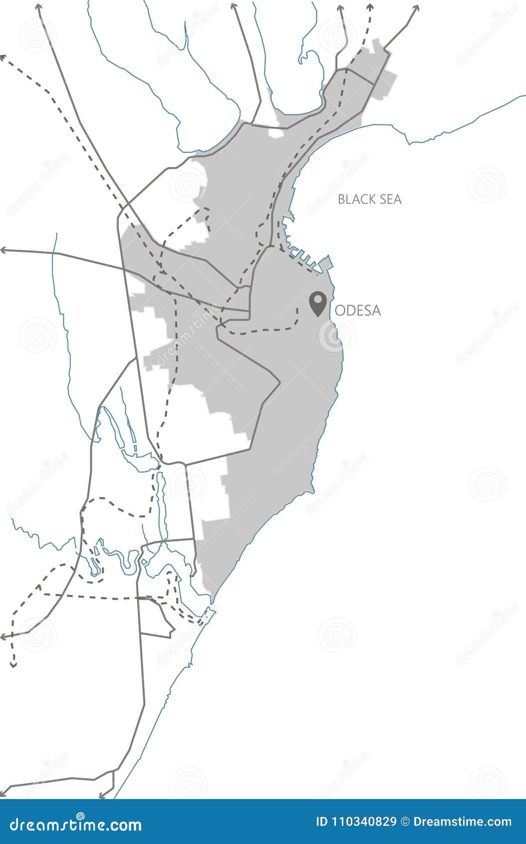 Map of Odessa, Ukraine stock vector. Illustration of concept - 110340829
