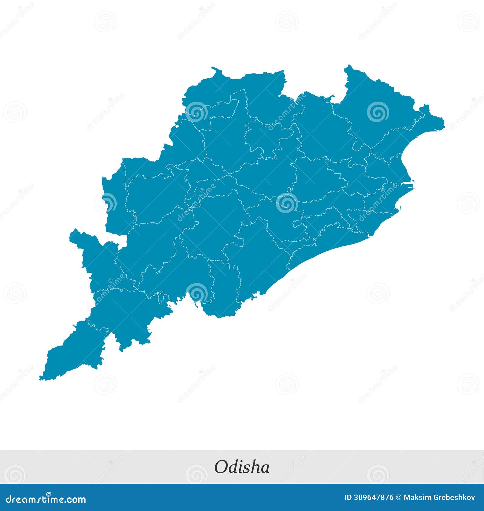 Map of Odisha is a State of India with Districts Stock Vector ...