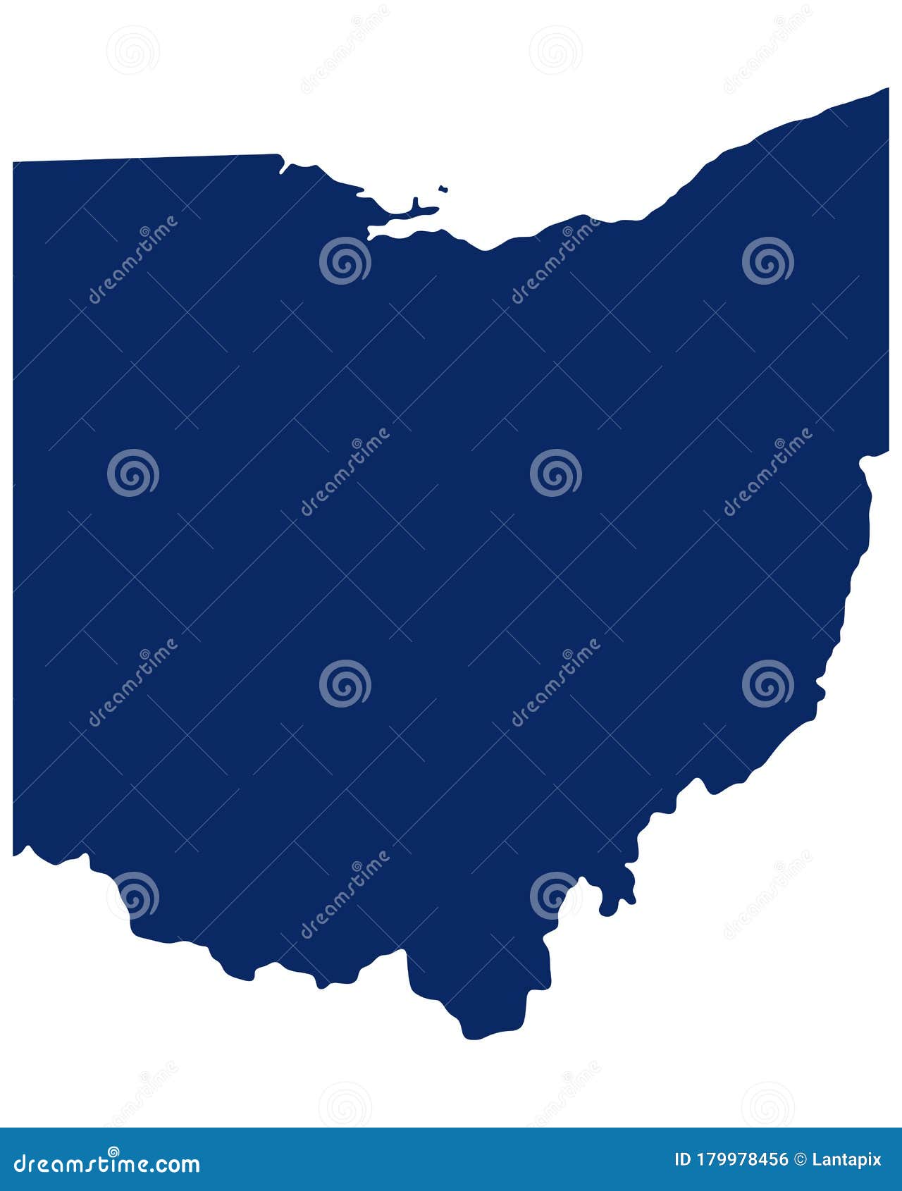 Map of Ohio in blue colour stock vector. Illustration of colour - 179978456