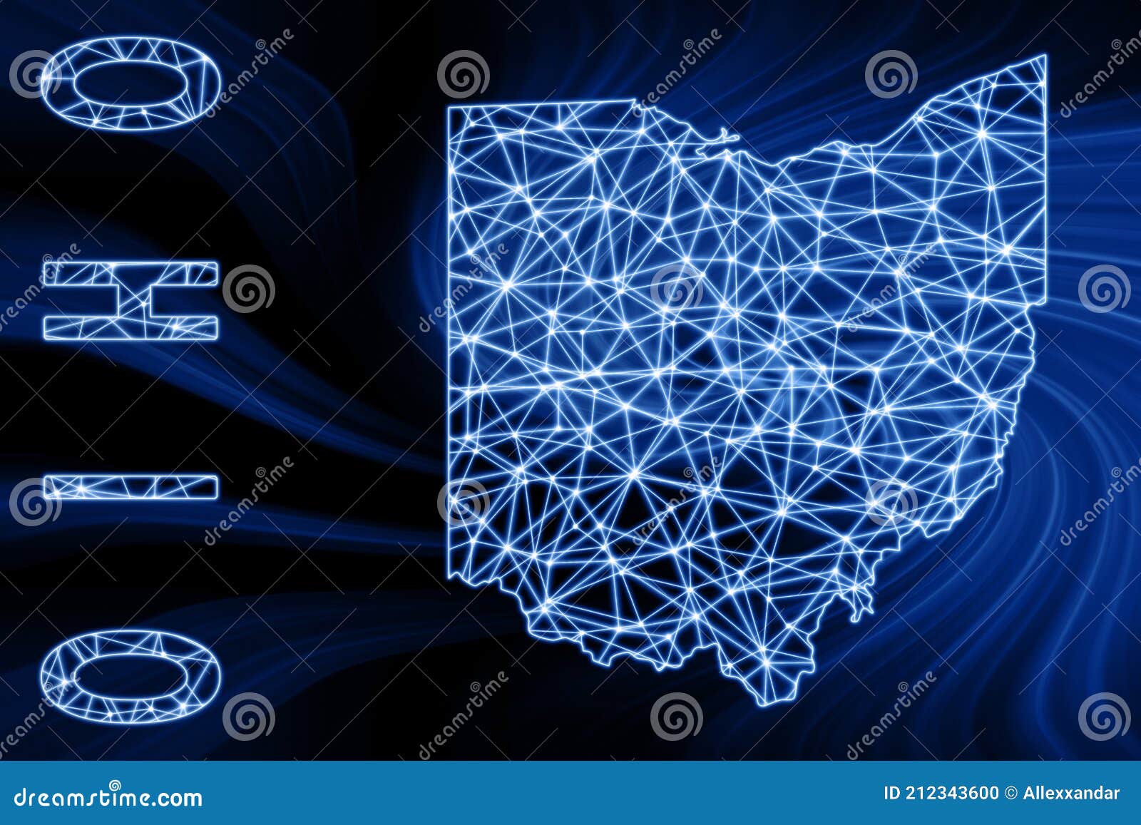 Ohio Line Art Map Cartoon Vector | CartoonDealer.com #126790177