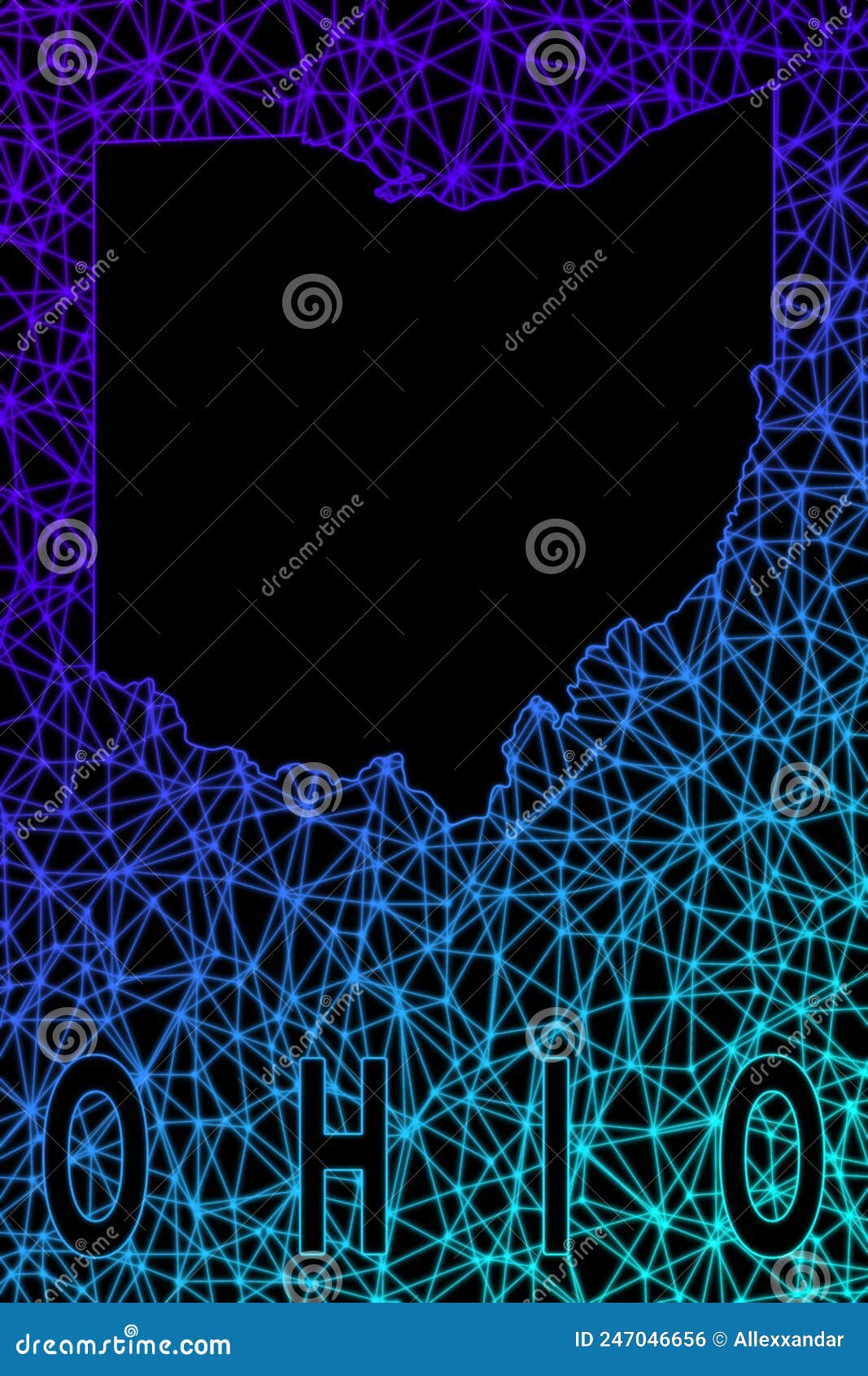 Ohio Line Art Map Cartoon Vector | CartoonDealer.com #105386603
