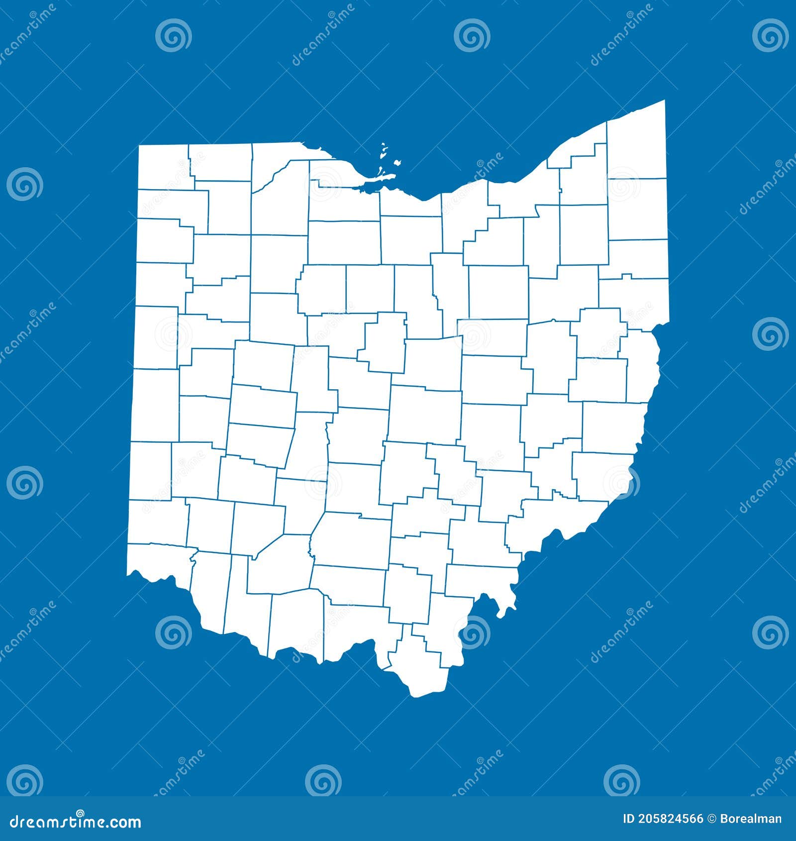 Map of the Ohio stock vector. Illustration of ohio, silhouette - 205824566