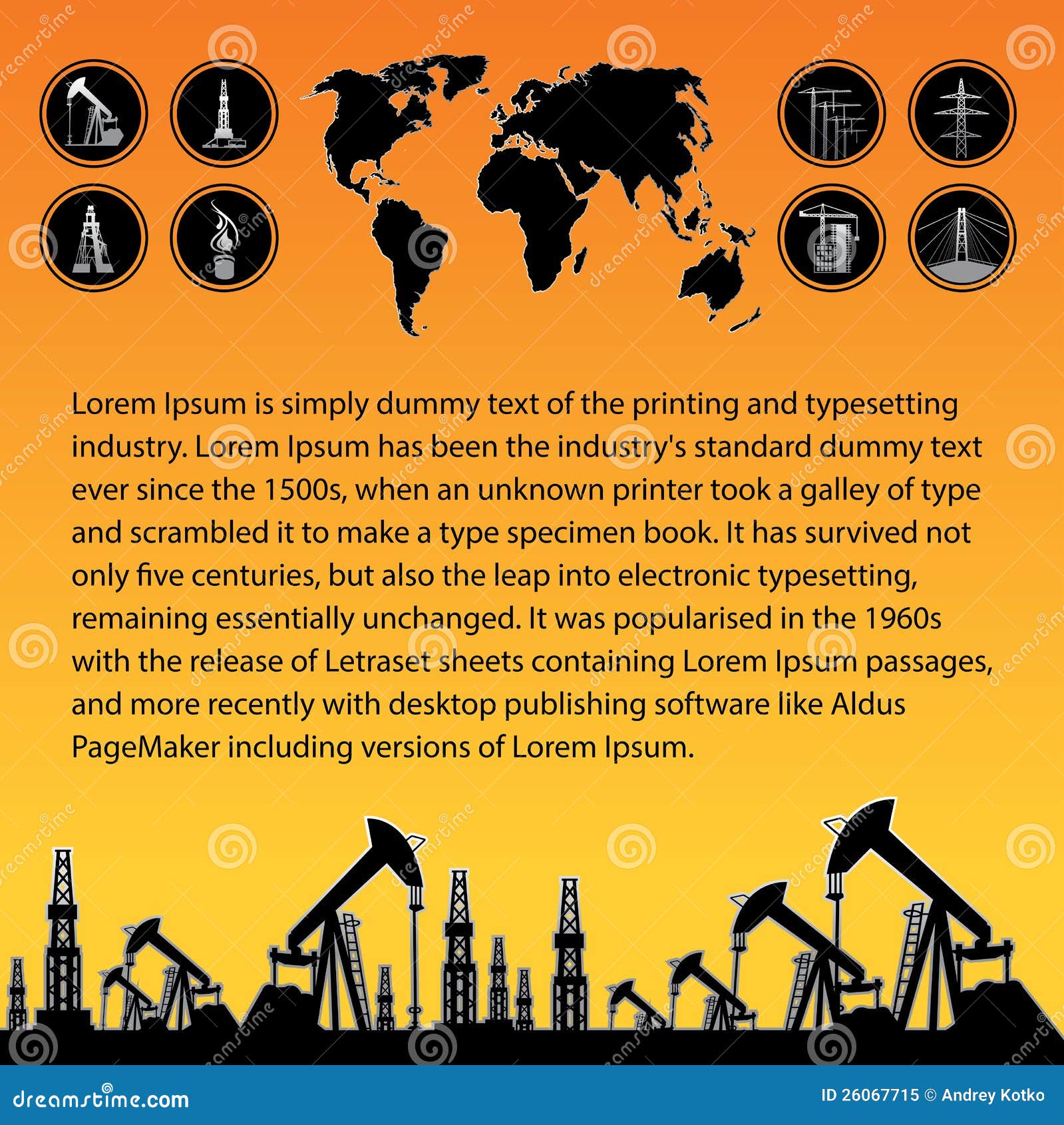 Map and oil rig stock vector. Illustration of generation - 26067715