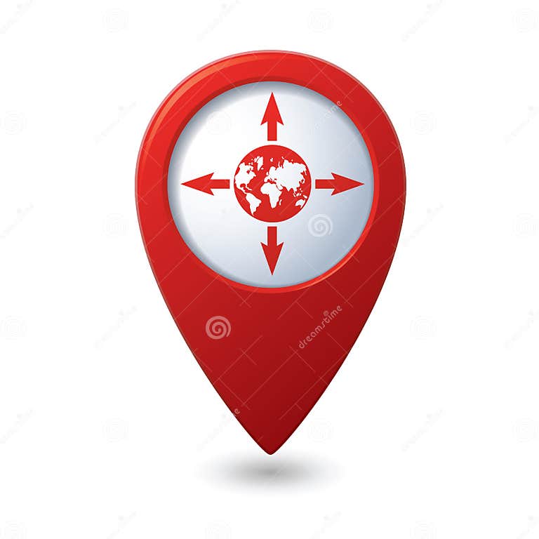 Map Ointer with Arrows and Globe Icon Stock Vector - Illustration of ...