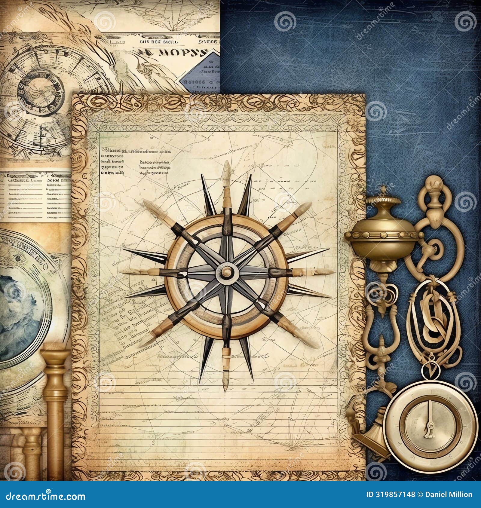 Map Old Paper, Vintage Digital Paper Stock Illustration - Illustration ...