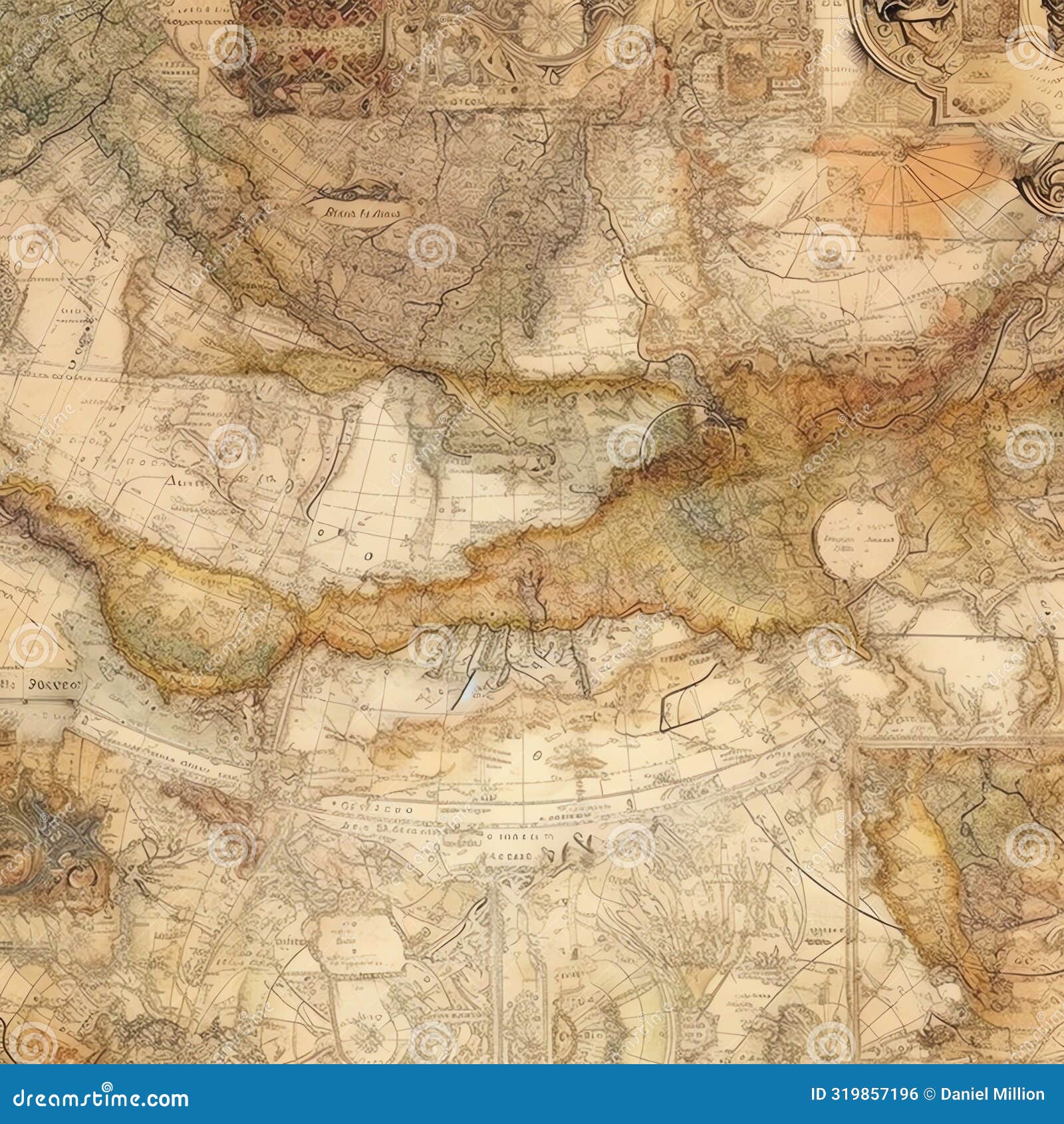 Map Old Paper, Vintage Digital Paper Stock Illustration - Illustration ...