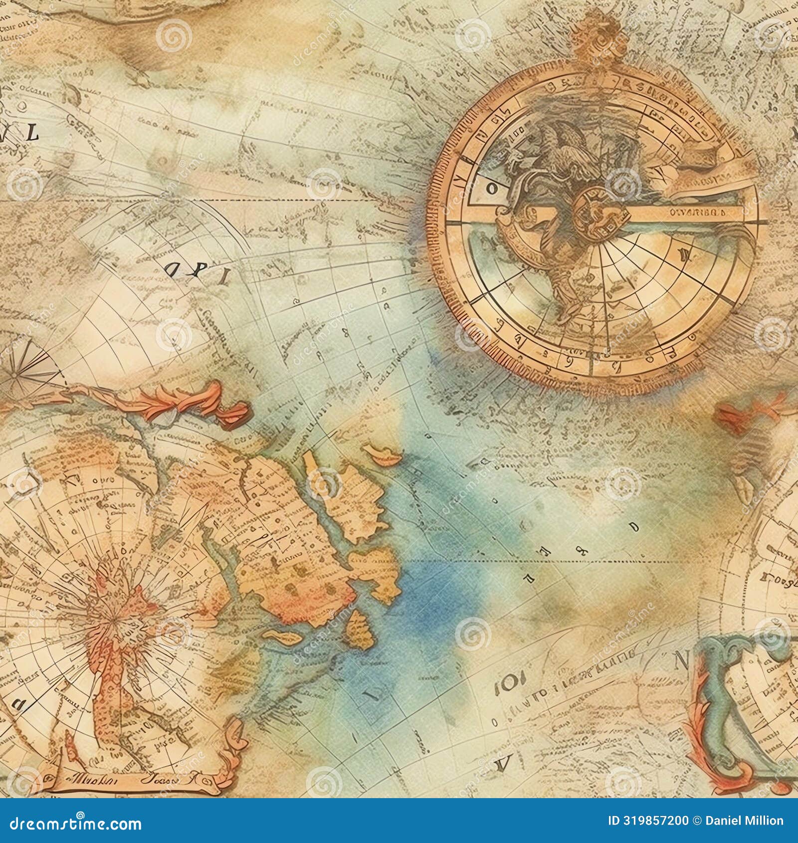 Map Old Paper, Vintage Digital Paper Stock Illustration - Illustration ...