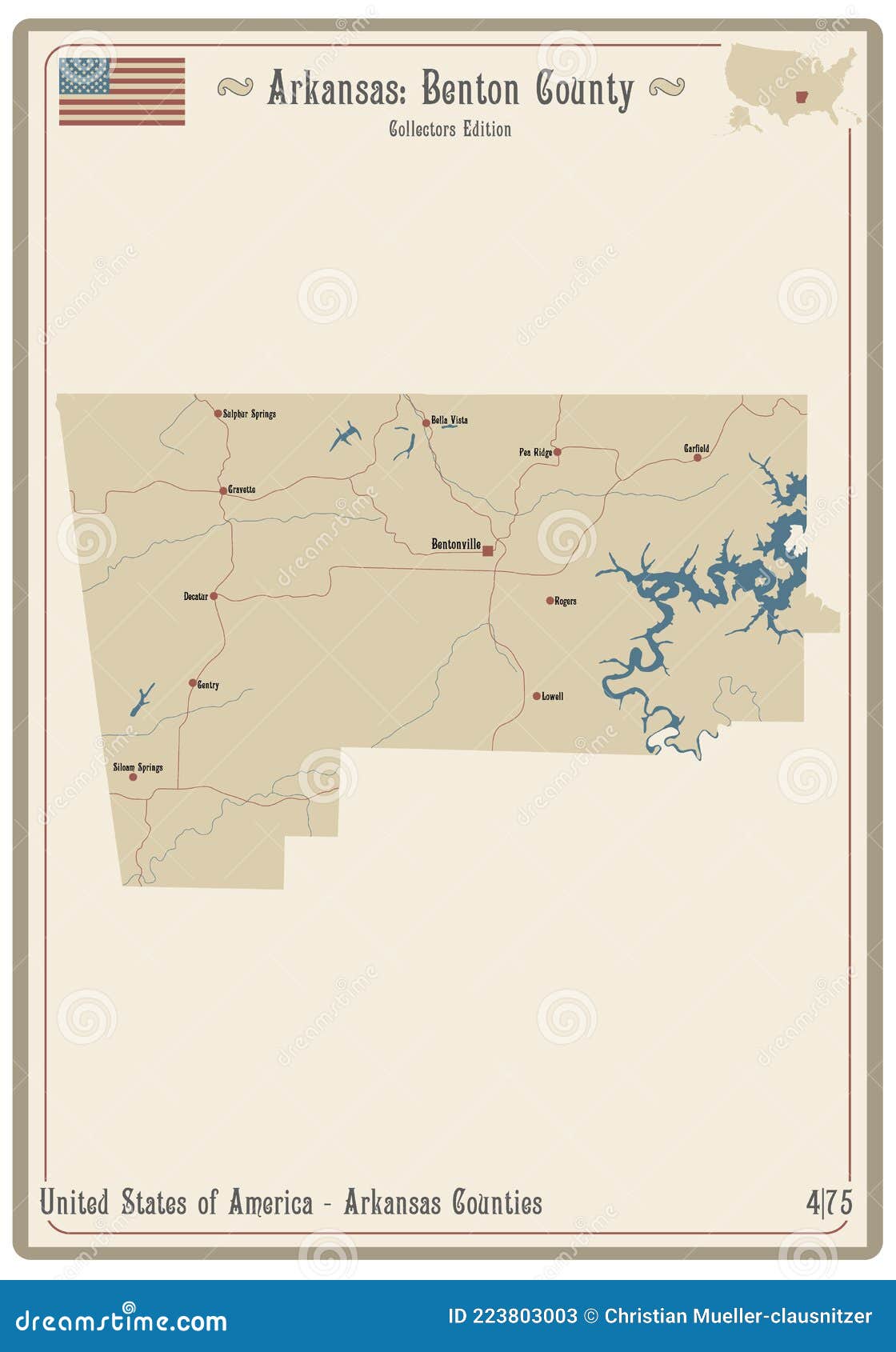 Map Of Benton County In Mississippi State On White Background. Single ...
