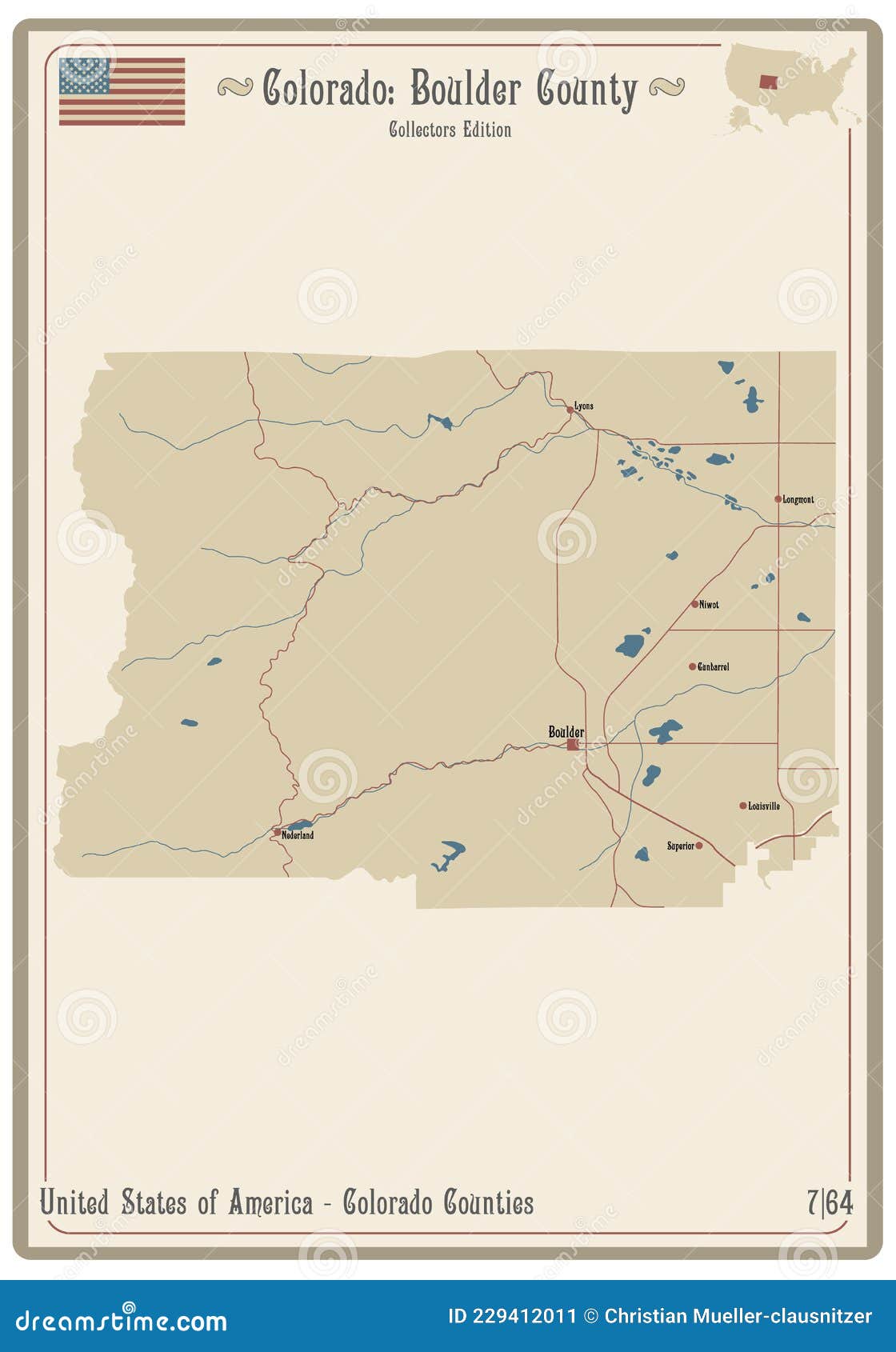 Map of Boulder County in Colorado Stock Vector - Illustration of ...