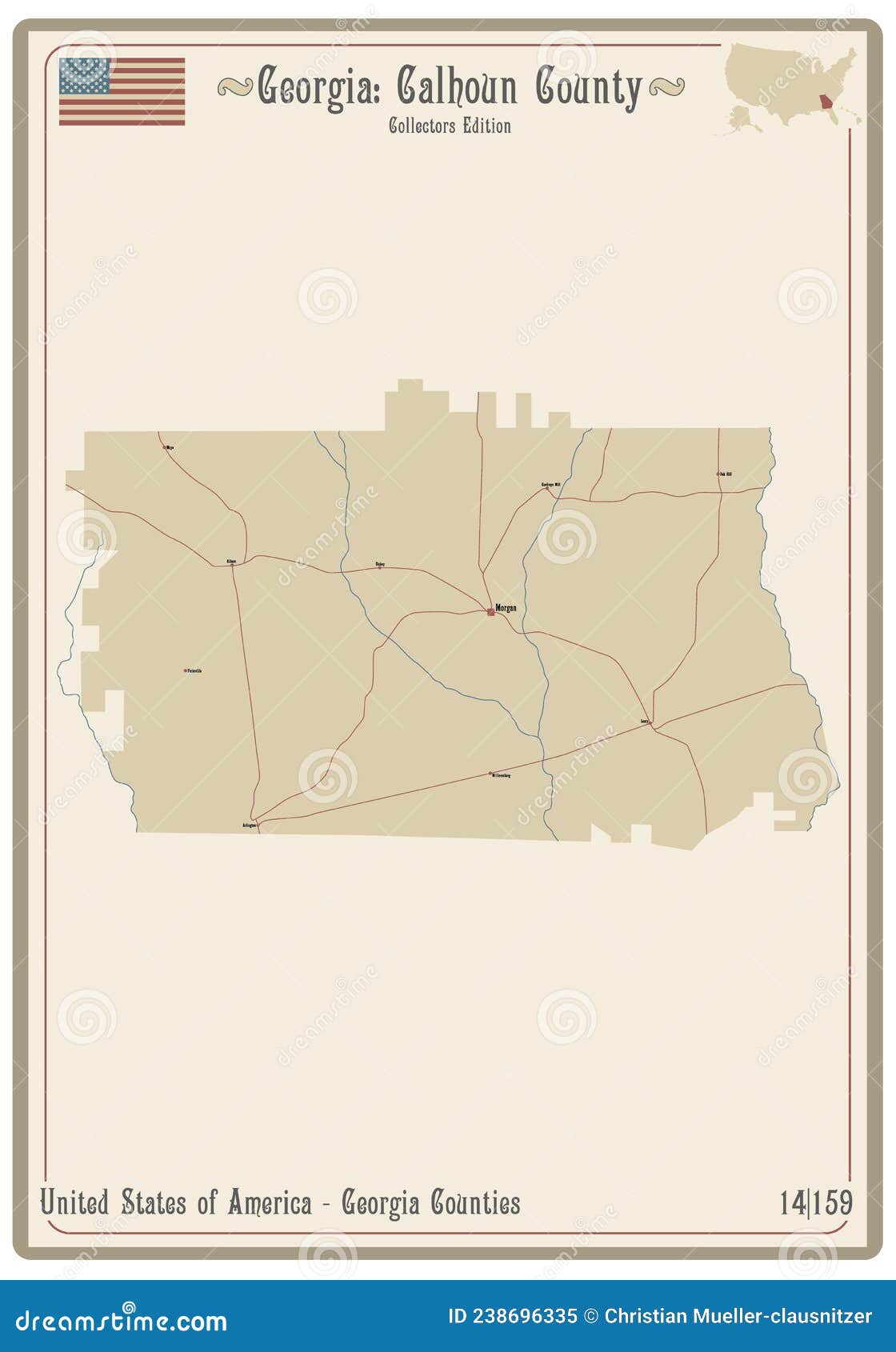 Map of Calhoun County in Georgia Stock Vector - Illustration of ...