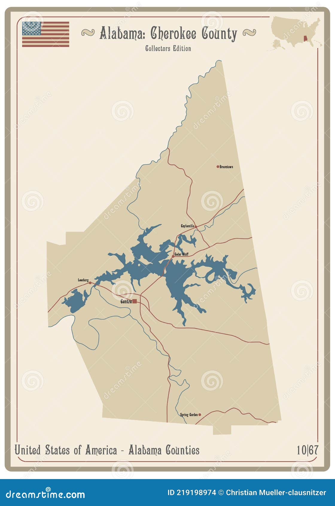 Map of Cherokee County in Alabama Stock Vector - Illustration of ...