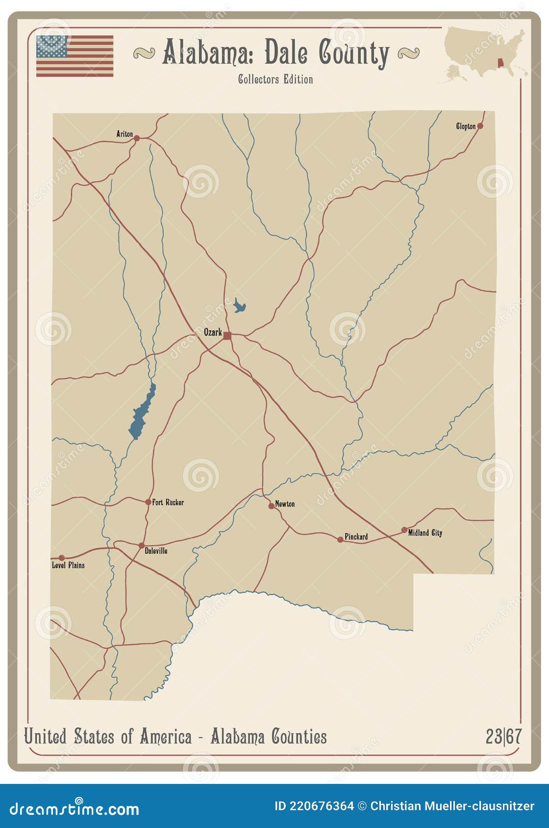 Map Of Dale County In Alabama State On White Backround. Single County ...