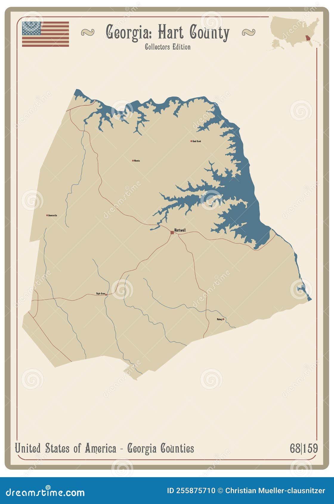 Map Of Hart County In Georgia State On White Background. Single County ...