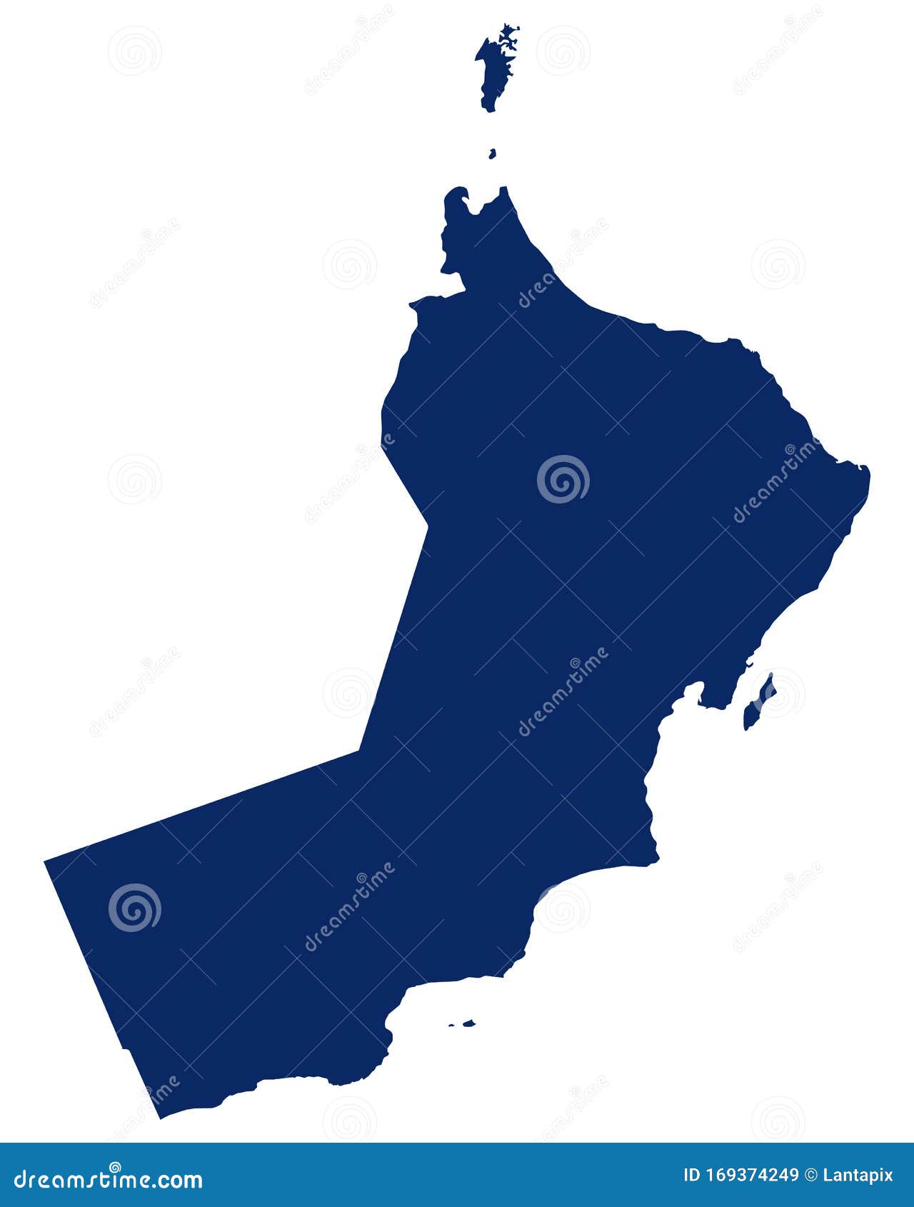 Map of Oman in blue colour stock vector. Illustration of silhouette ...