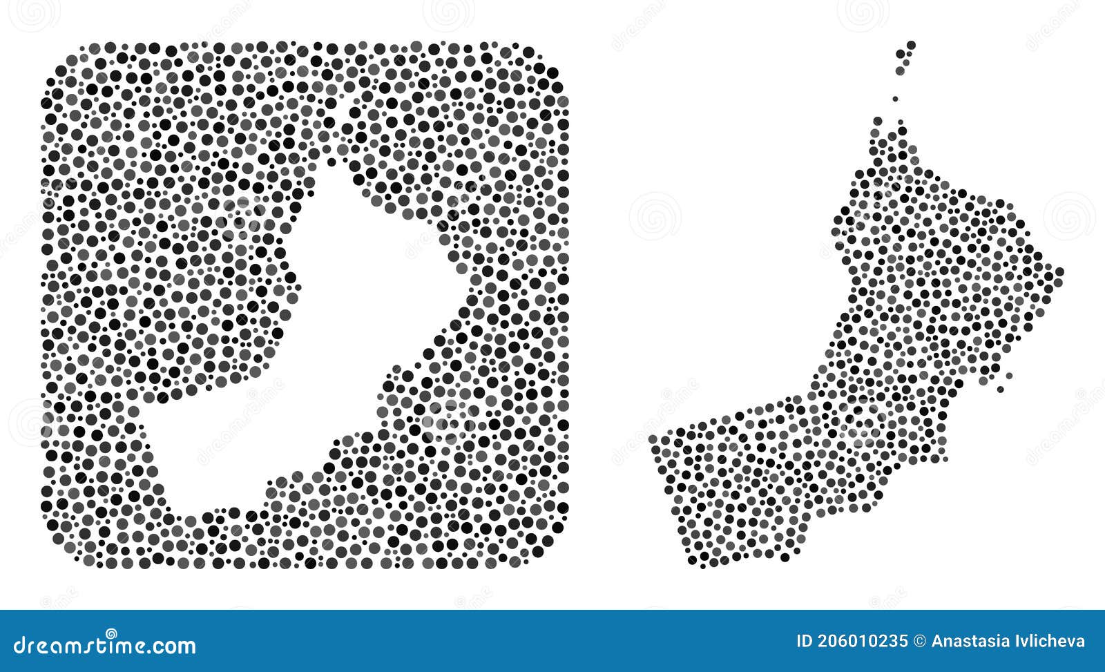 Map of Oman - Dot Mosaic with Stencil Stock Vector - Illustration of ...