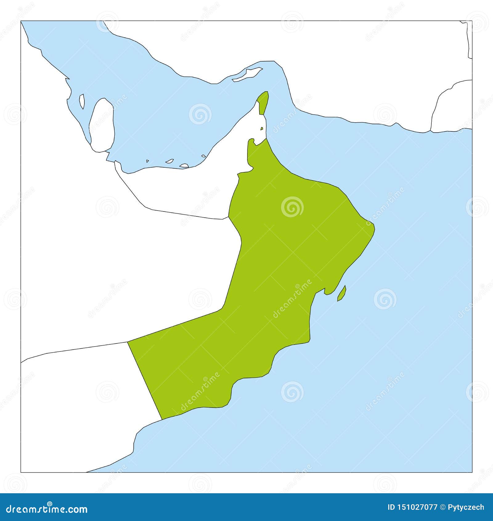 Map of Oman Green Highlighted with Neighbor Countries Stock Vector ...