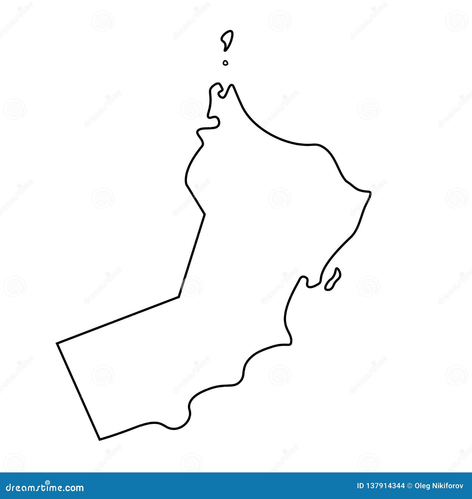 Map of Oman - outline stock illustration. Illustration of vector ...