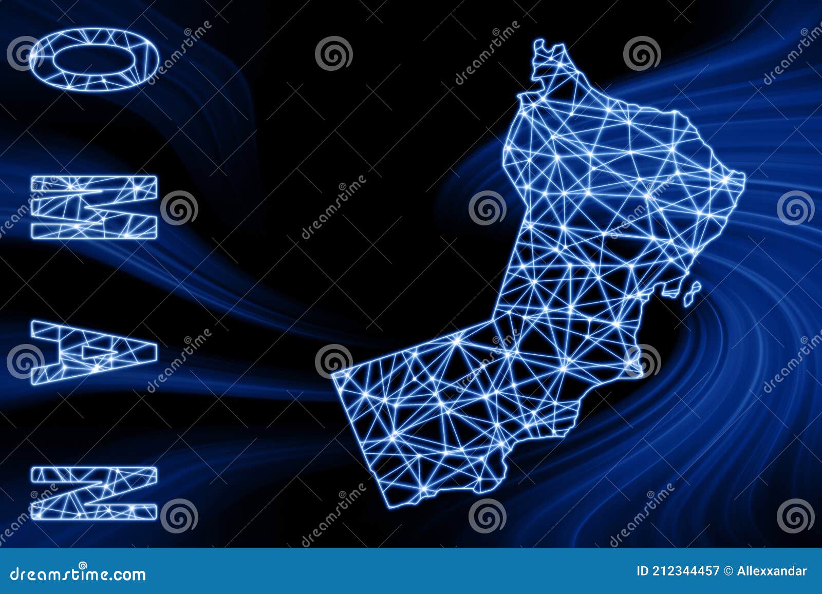 Map of Oman, Polygonal Mesh Line Map Stock Illustration - Illustration ... Map of Oman, Polygonal Mesh Line Map Stock Illustration - Illustration ...