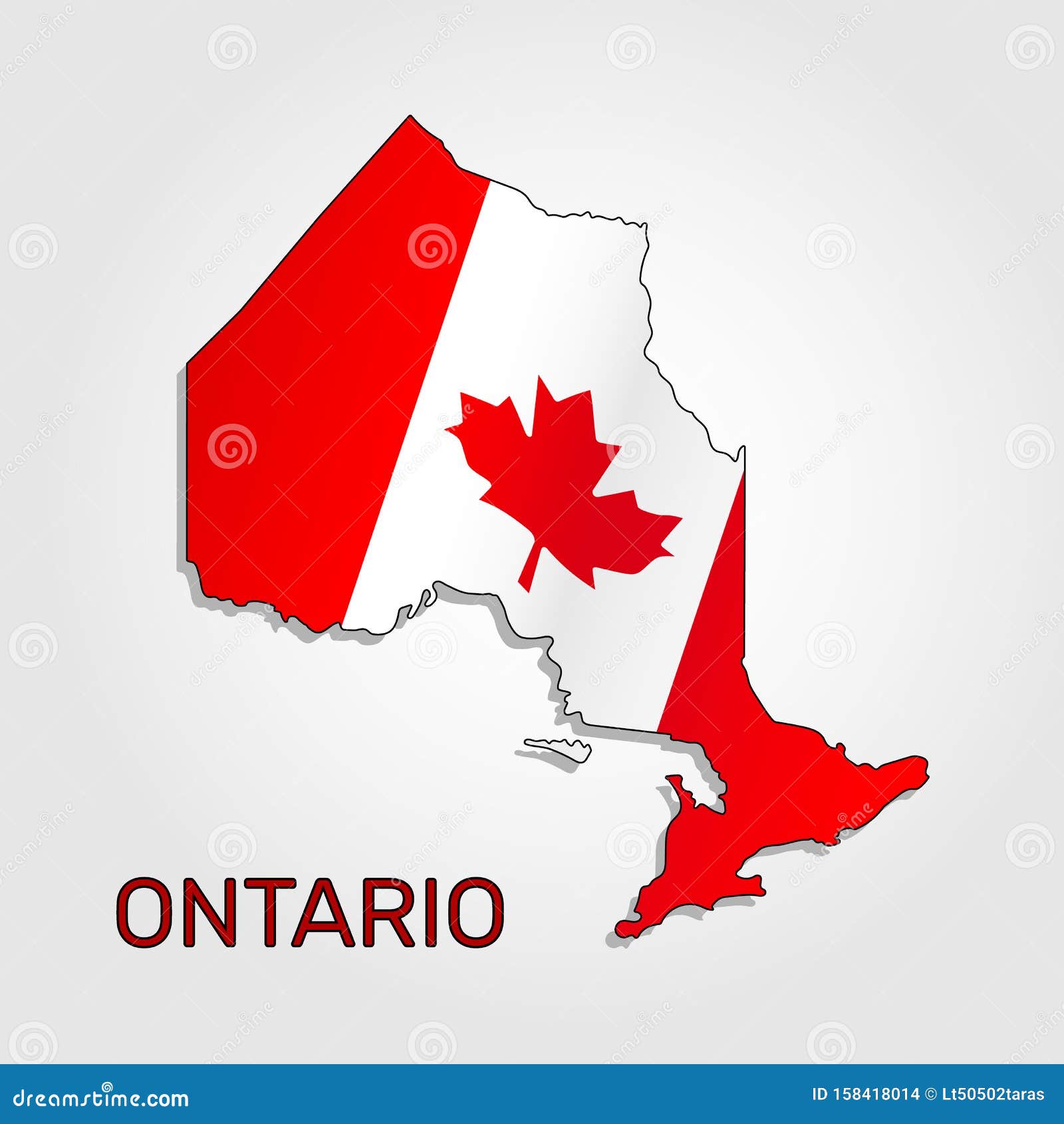 Map of Ontario Combined with Canada Flag - Vector Stock Vector ...
