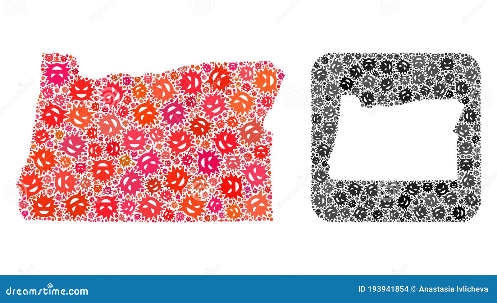 Map of Oregon State - Pandemic Virus Mosaic with Stencil Stock Vector ...
