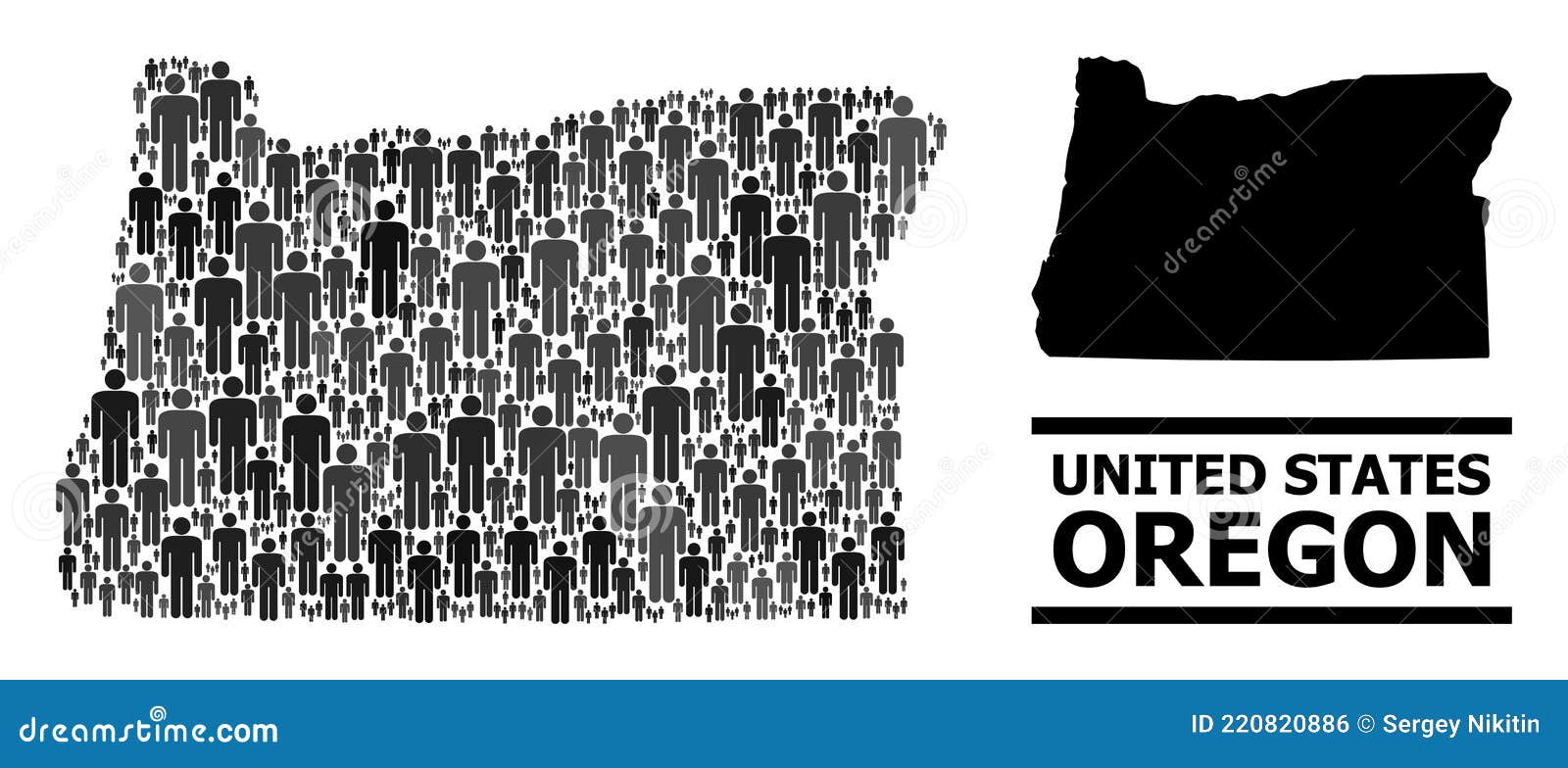 Vector Population Mosaic Map of Oregon State and Solid Map Stock Vector ...
